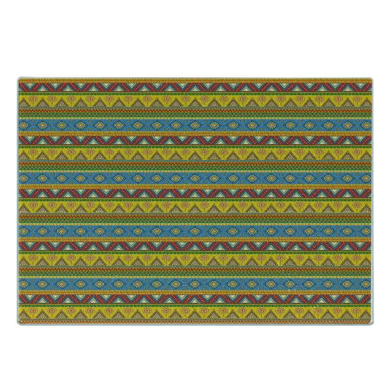 Ambesonne Mexican Tempered Glass Cutting Board Native Aztec Borders ...
