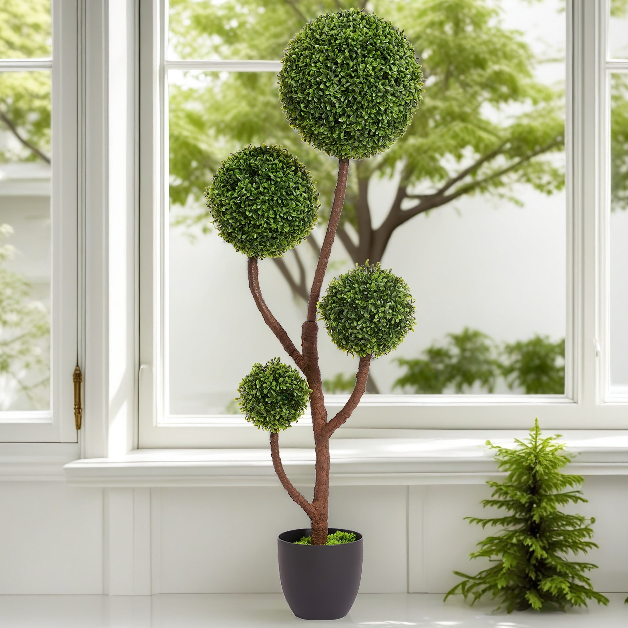 Latitude Run® 47" Spiral Artificial Boxwood Topiary Sphere – Indoor ...