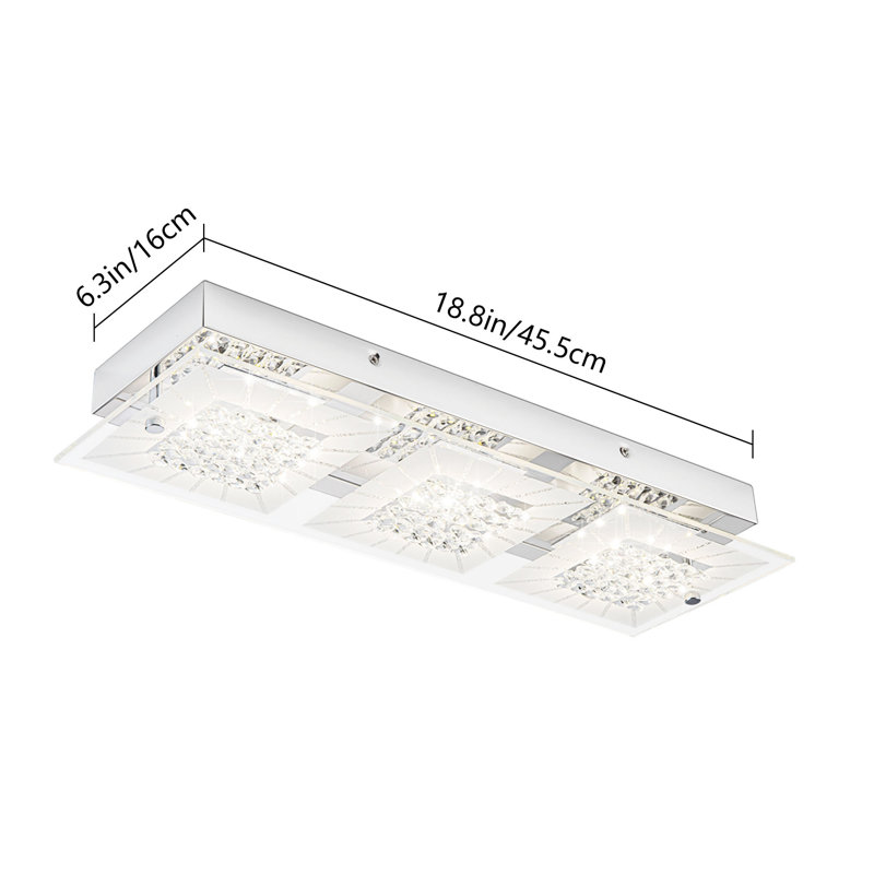 Mercer41 18 Inch Led Ceiling Light Flush Mount Light Fixture Crystal ...