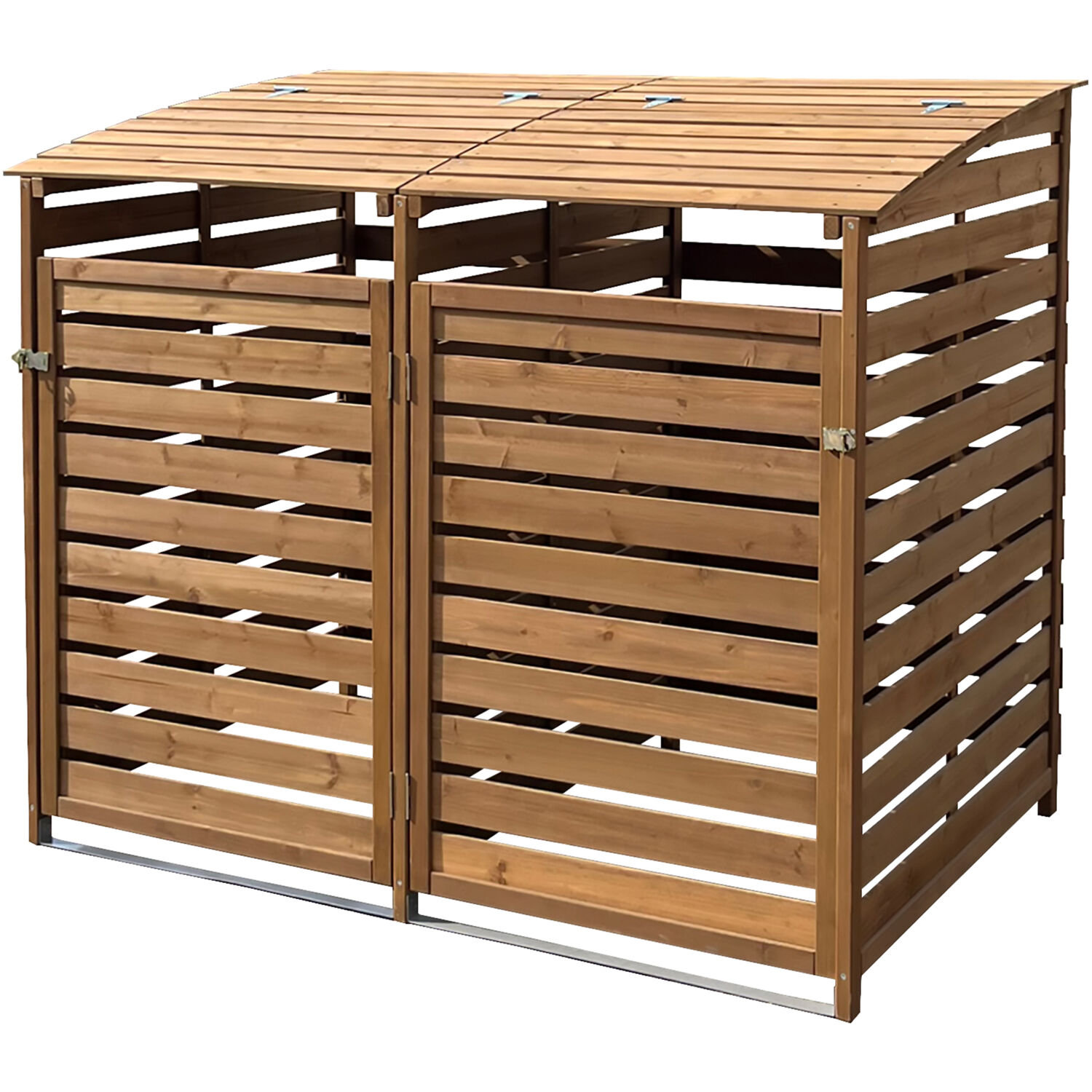 Hanover Wooden Trash and Recyclables Bin Storage Shed with Dual Front ...