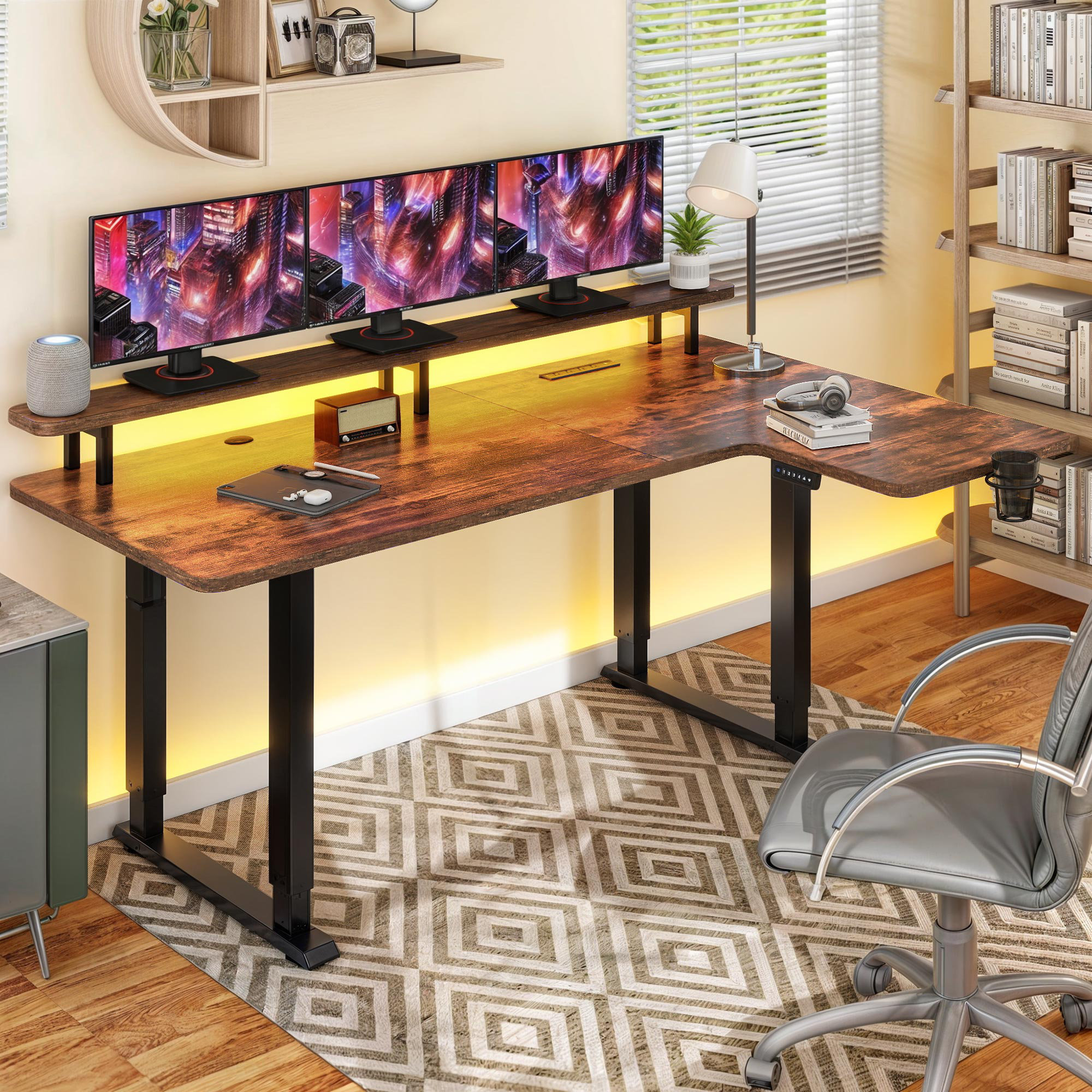 17 Stories 70.8" Standing Desk with LED Lights & Power Outlets ...