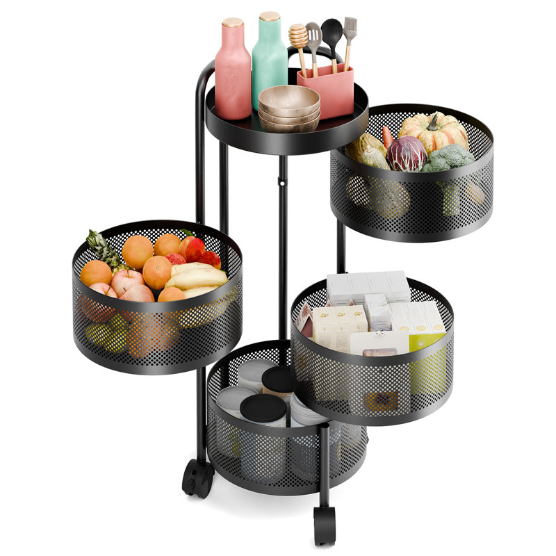 17 Stories Rotating Trolley,Kitchen Storage Shelves, Storage Organizer ...