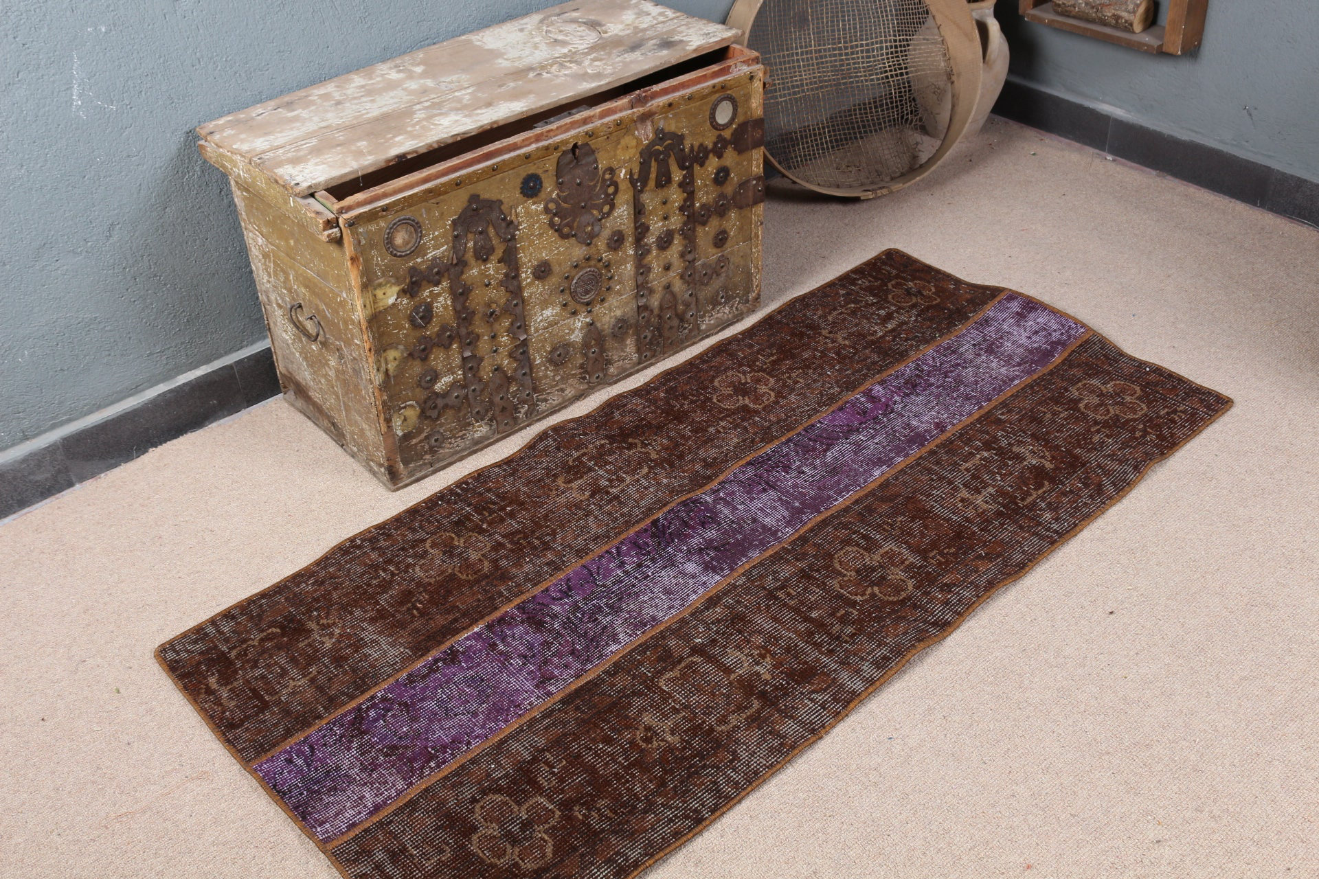 Bungalow Rose Vintage Turkish Rug Patchwork Runner Brown And Purple ...