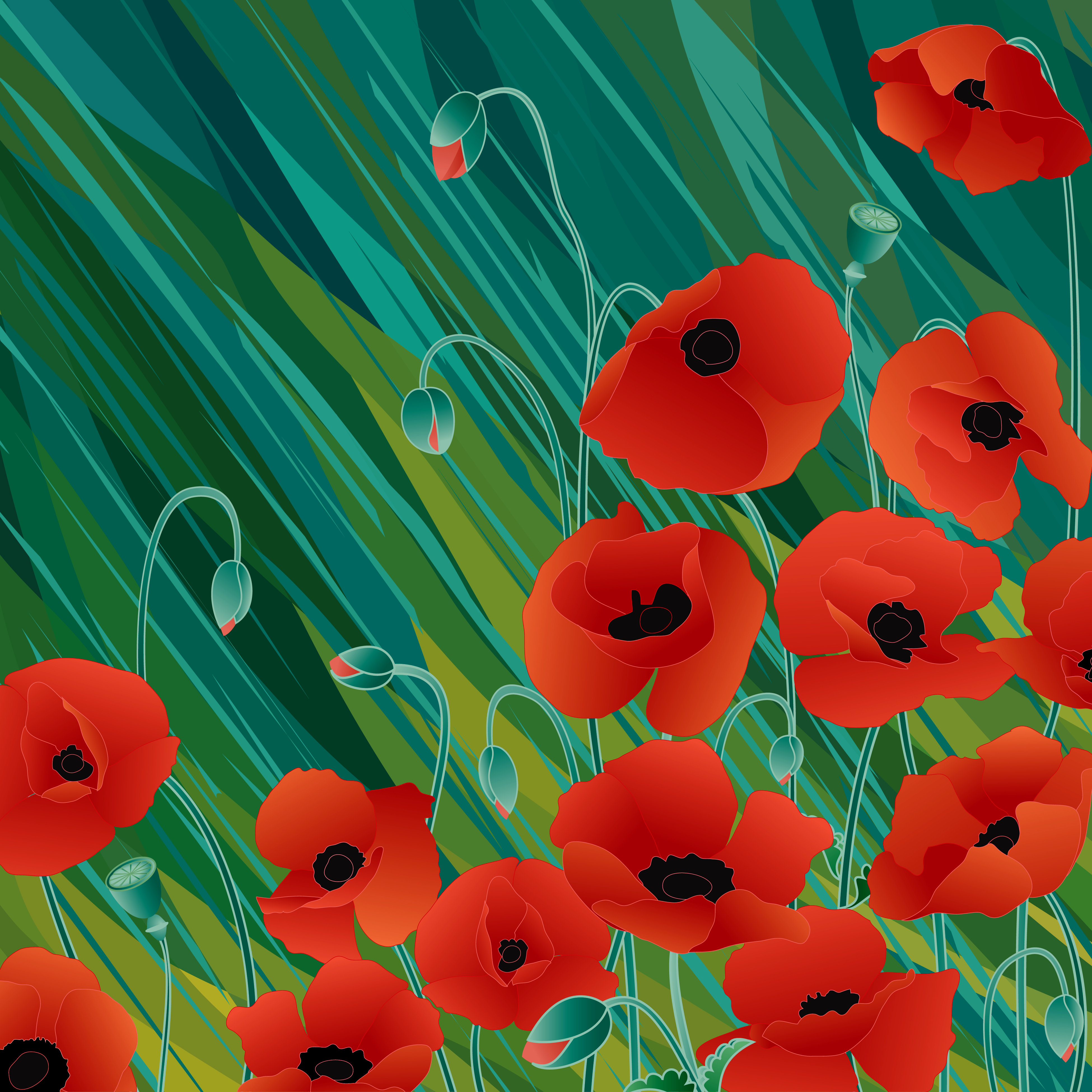 Wildon Home® Adebare Background with Poppies - Wrapped Canvas Graphic ...
