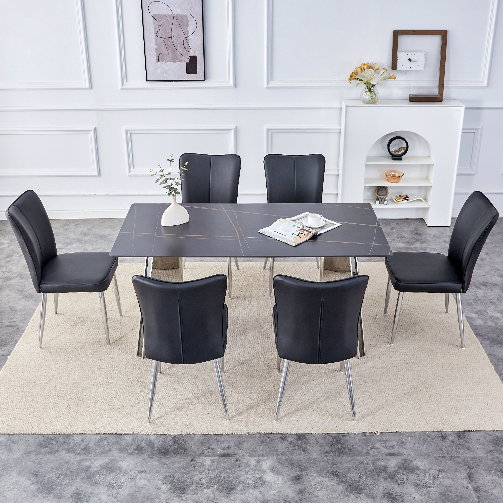 Mercer41 Marbella Modern Luxury PU Leather Dining Table Set - Wayfair ...