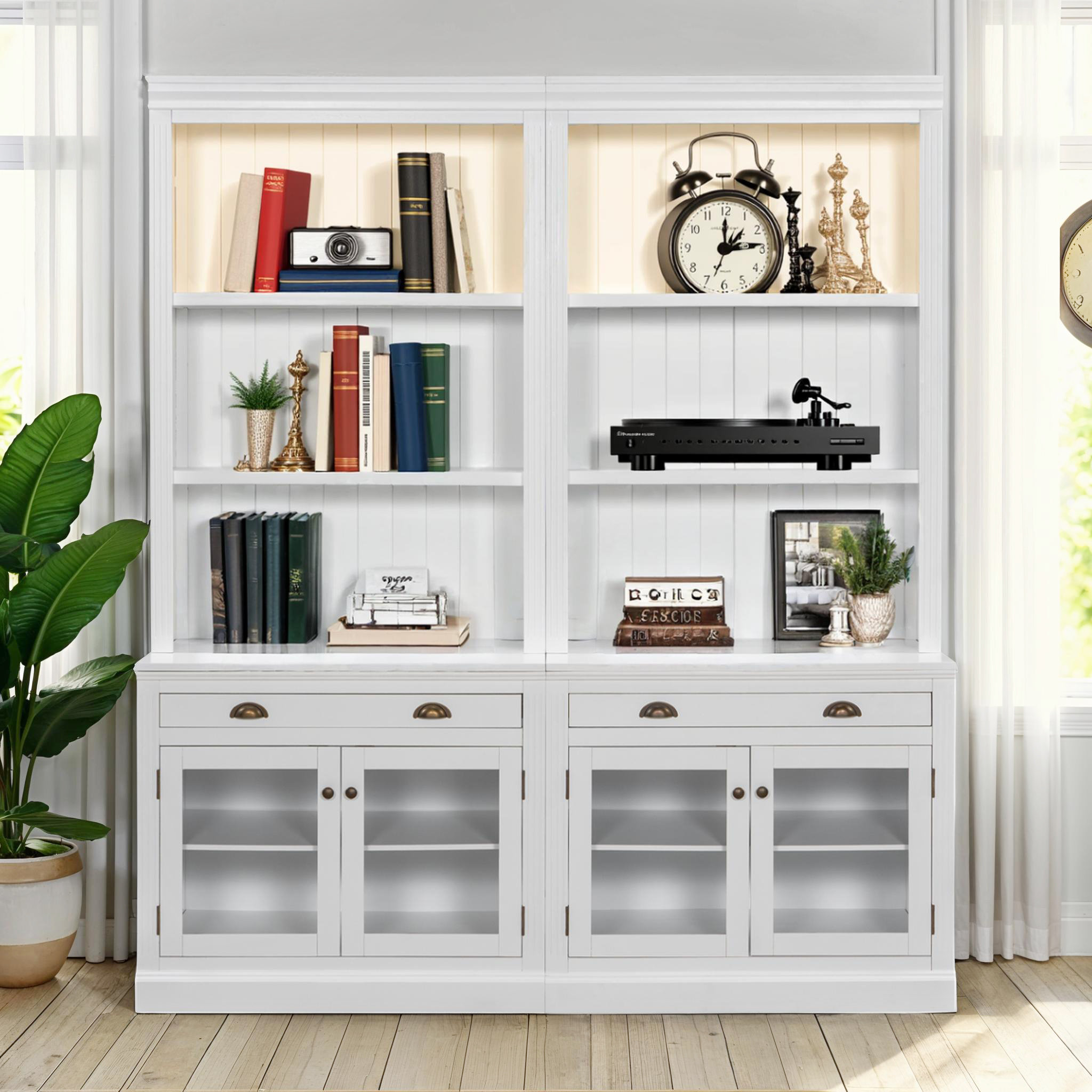 TIBMUTO Modern 83.4" Tall Bookcase Set, 2-Piece Bookcases Suite with ...