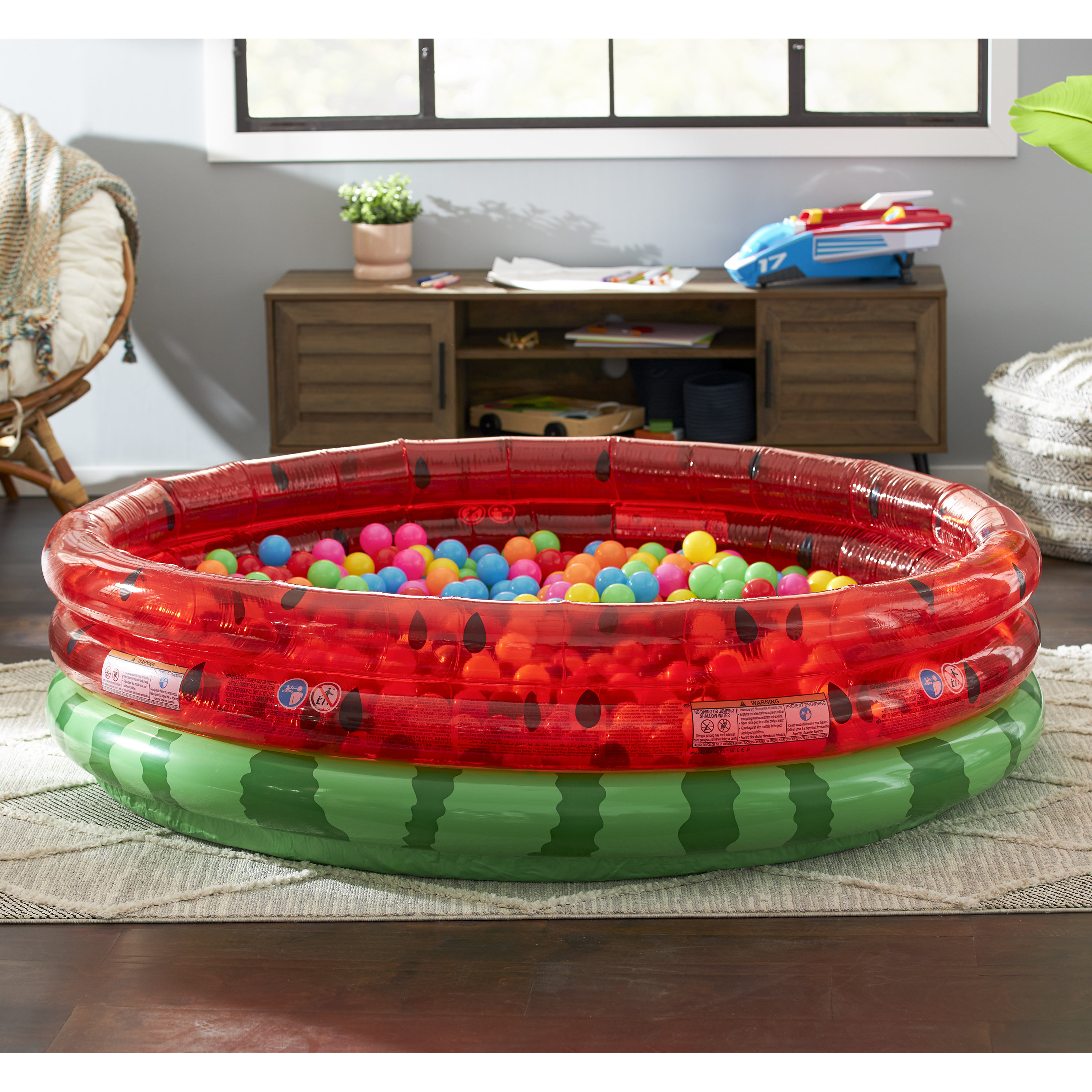 Intex Inflatable Kiddie Watermelon Pool With Multi-Colored Fun Ballz ...