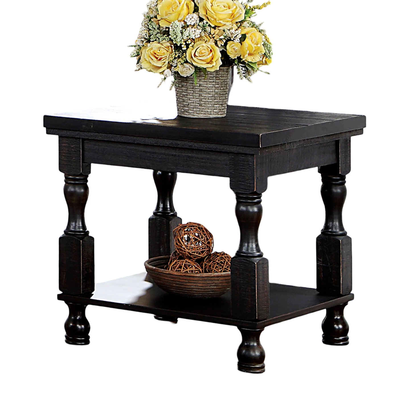 Alcott Hill Rustic Style Small Coffee Table With Open Bottom Shelf ...