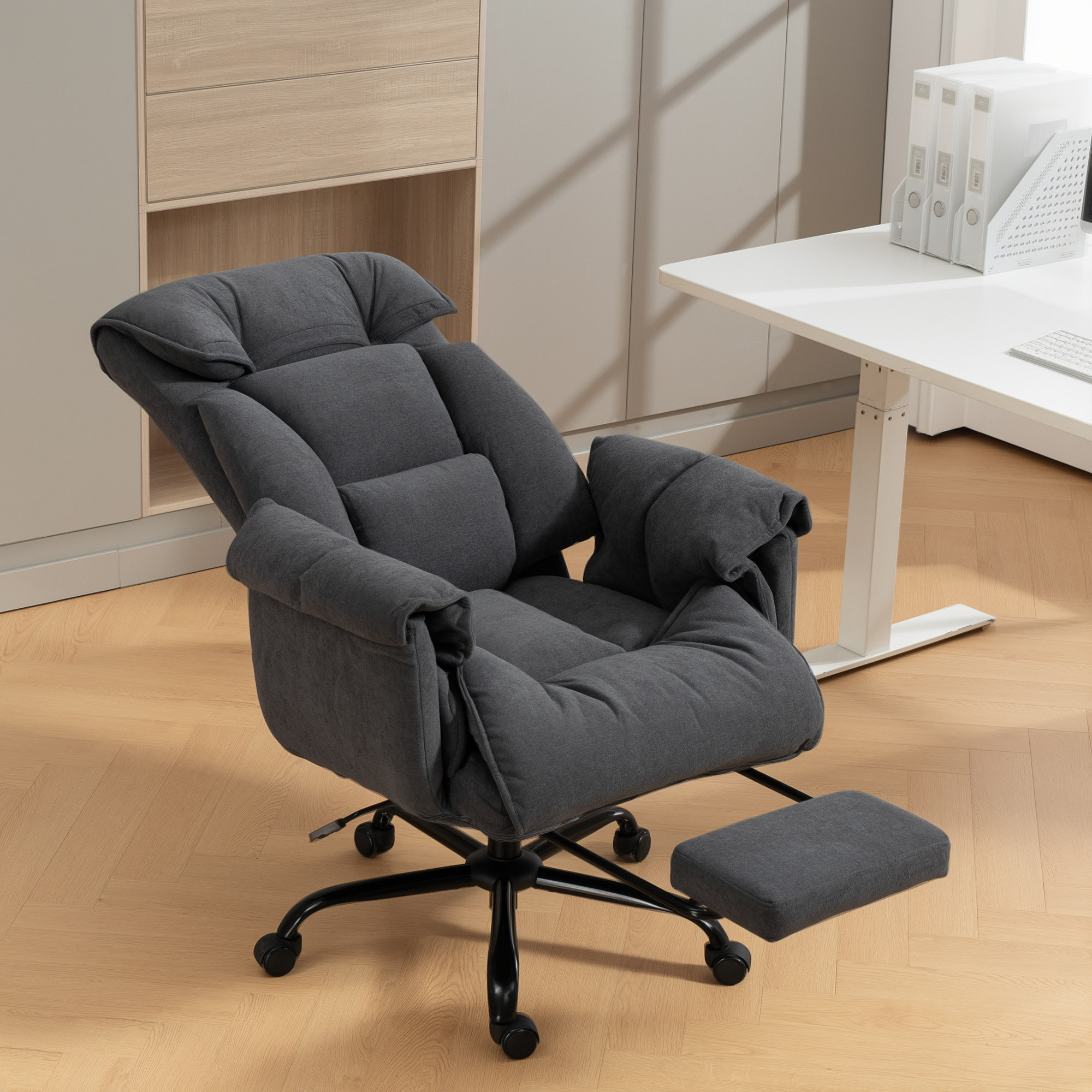 Orren Ellis Executive Office Chair, Computer Desk Chair with Footrest ...