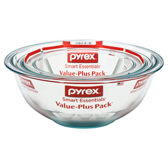 Pyrex Prepware 3 Piece Glass Mixing Bowl Set & Reviews | Wayfair