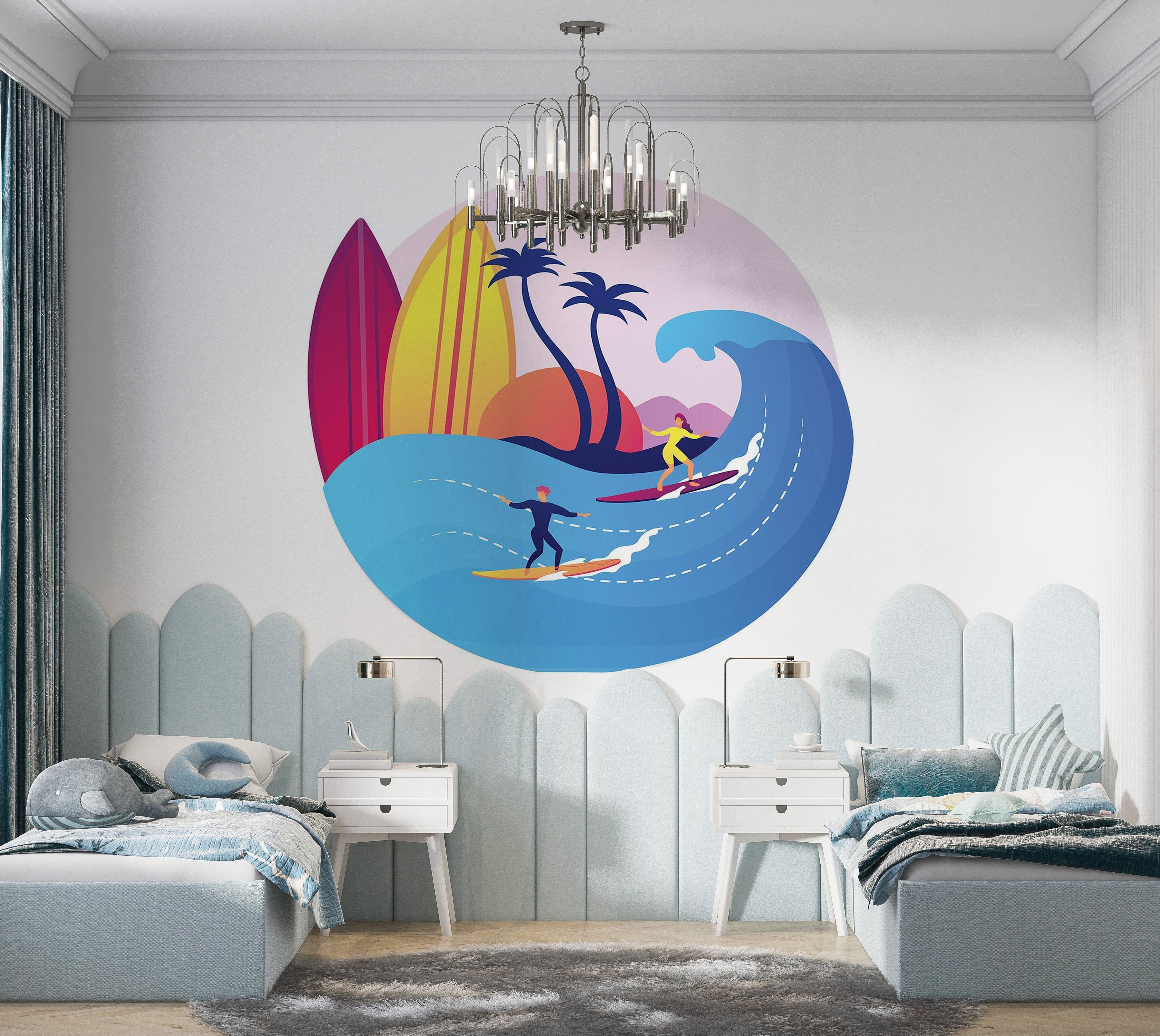 Corrigan Studio® Premium Peel & Stick Wall Mural - Surfing Paradise ...