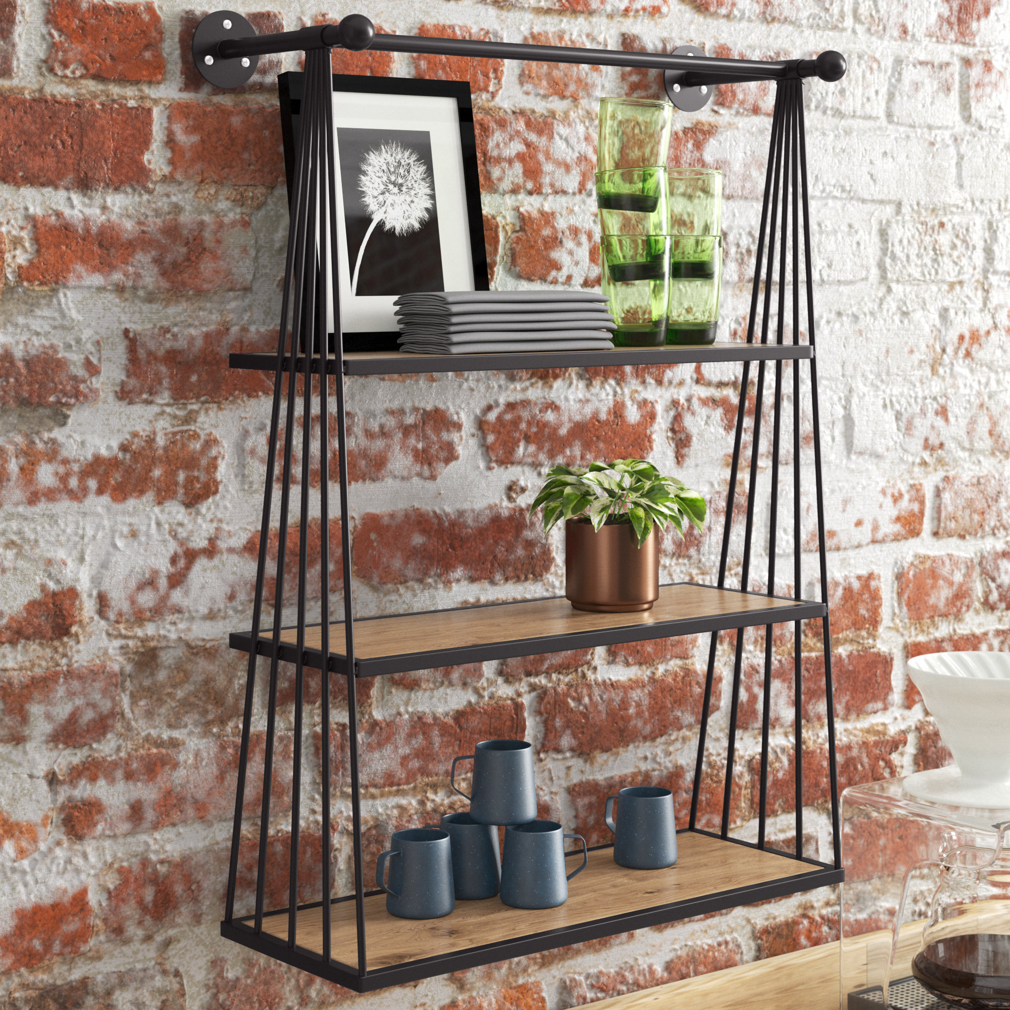 Steelside™ Mariah 3 Piece Metal Accent Shelf & Reviews | Wayfair