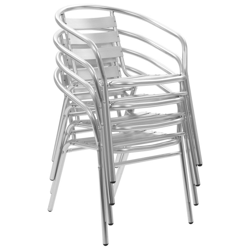 Benjara Outdoor Stackable Dining Chair Set Of 4, Ergonomic, Silver ...