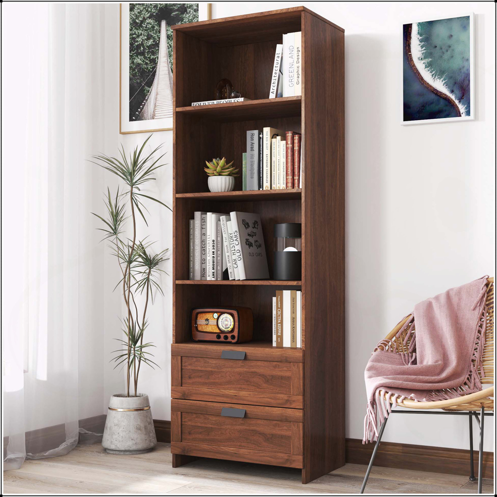 Latitude Run® Modern Versatile Bookshelf with Multiple Shelves for and ...