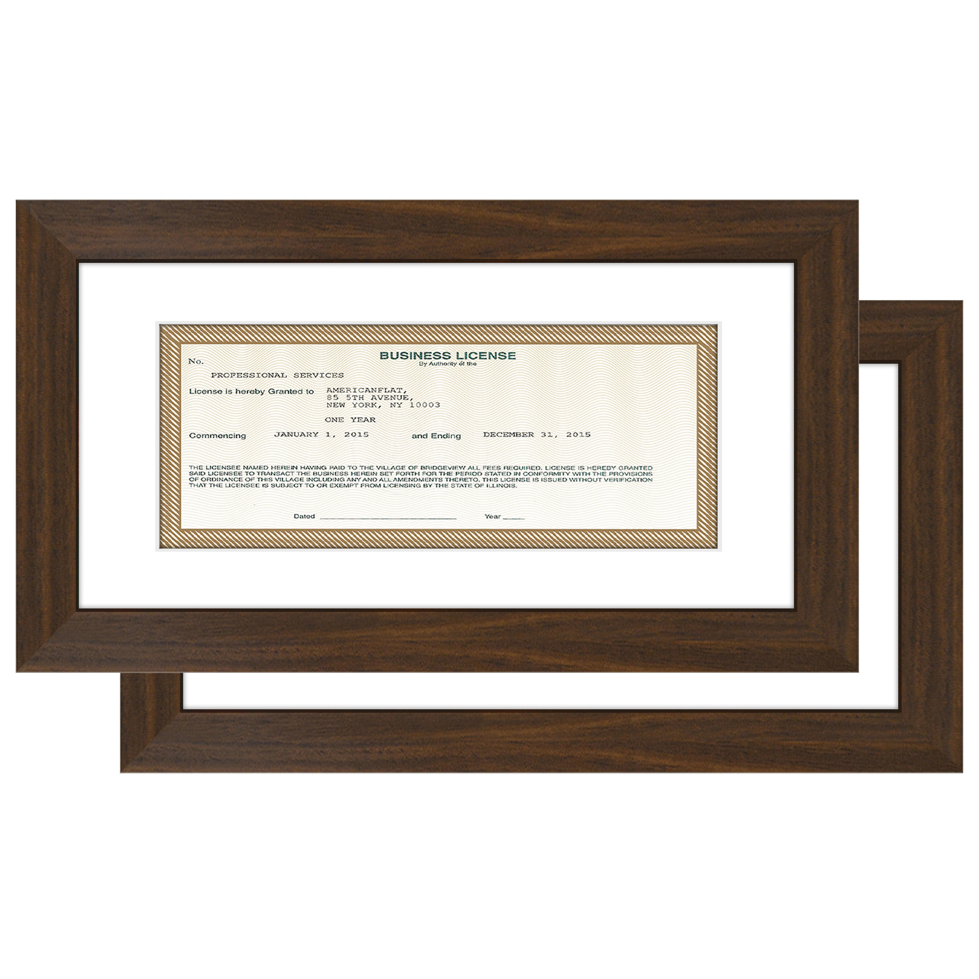 Americanflat 5x10 Business License Frame - Use as 3.5x8 Frame with Mat ...