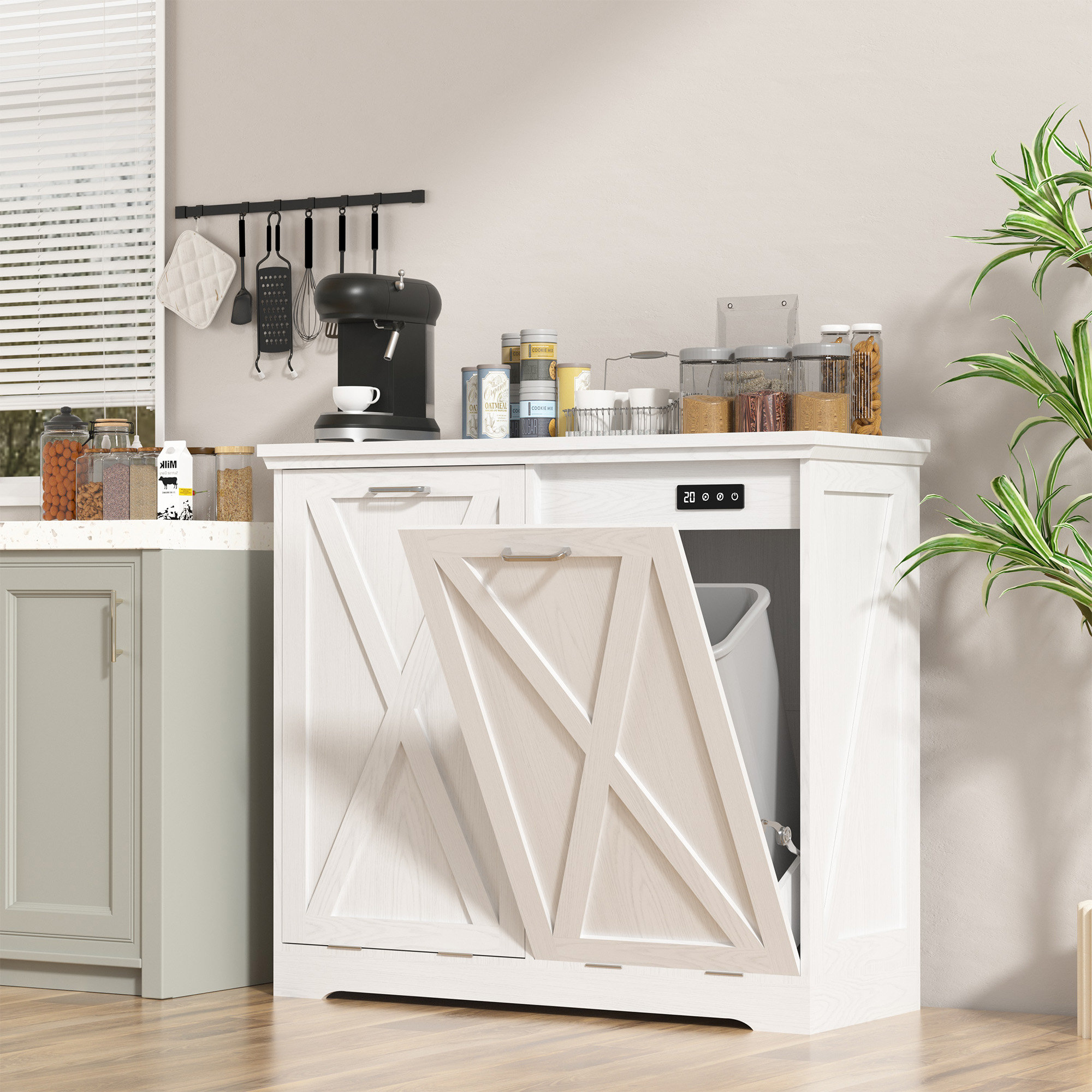 Betterhood Havant 10 Gallon Kitchen Trash Cabinet Hidden Trash Can With ...