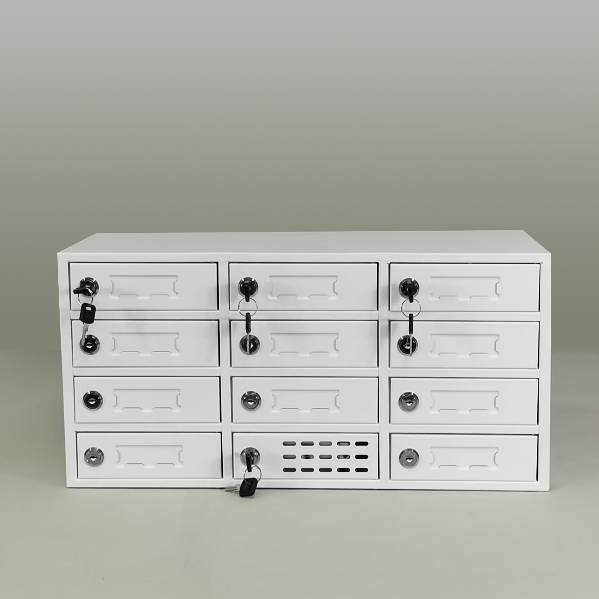 FixtureDisplays Metal 4 - Tier 21'' Cell Phone Locker with Built In Key ...