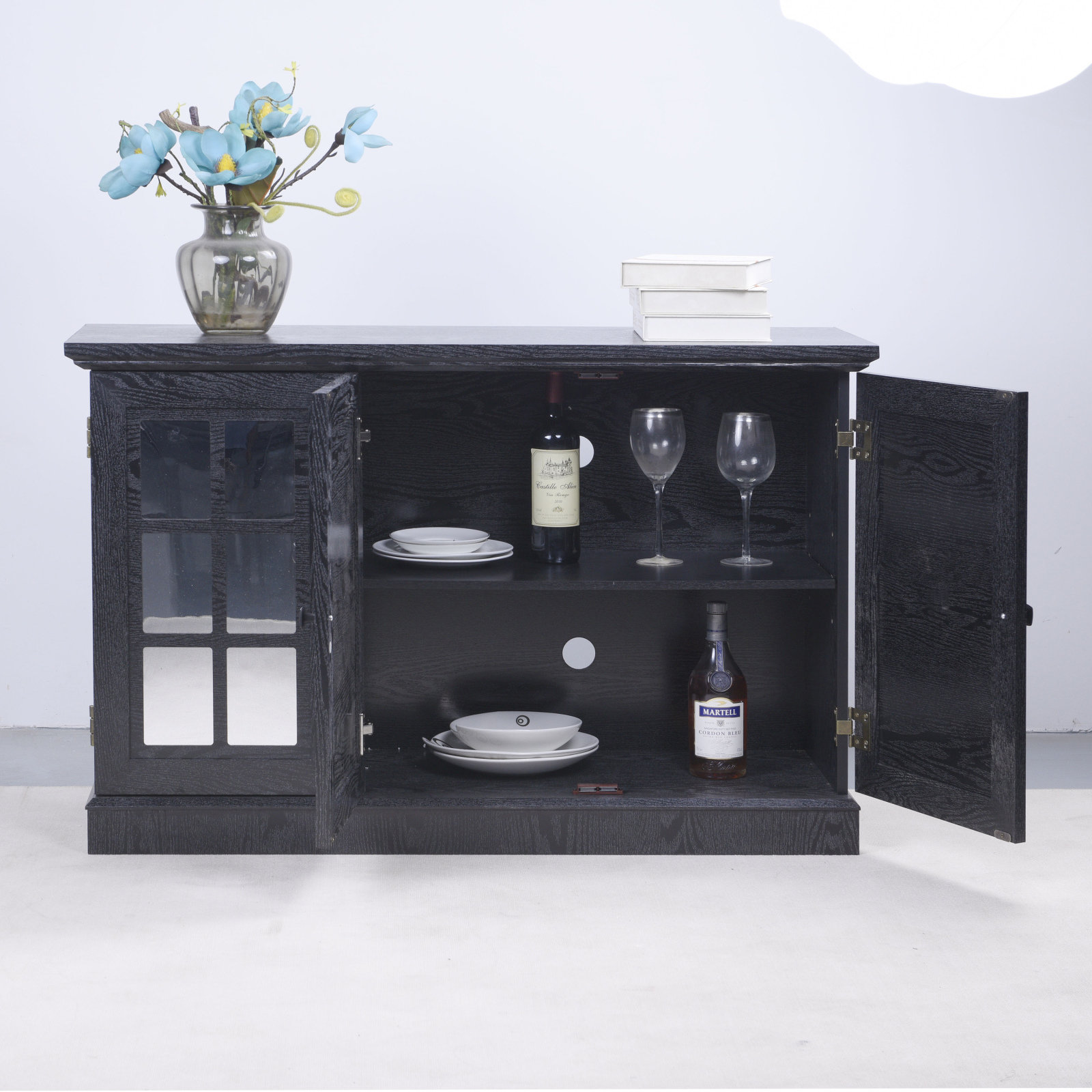 Highland Dunes 45" W Storage Cabinet With 3 Mirrored Acrylic Doors ...