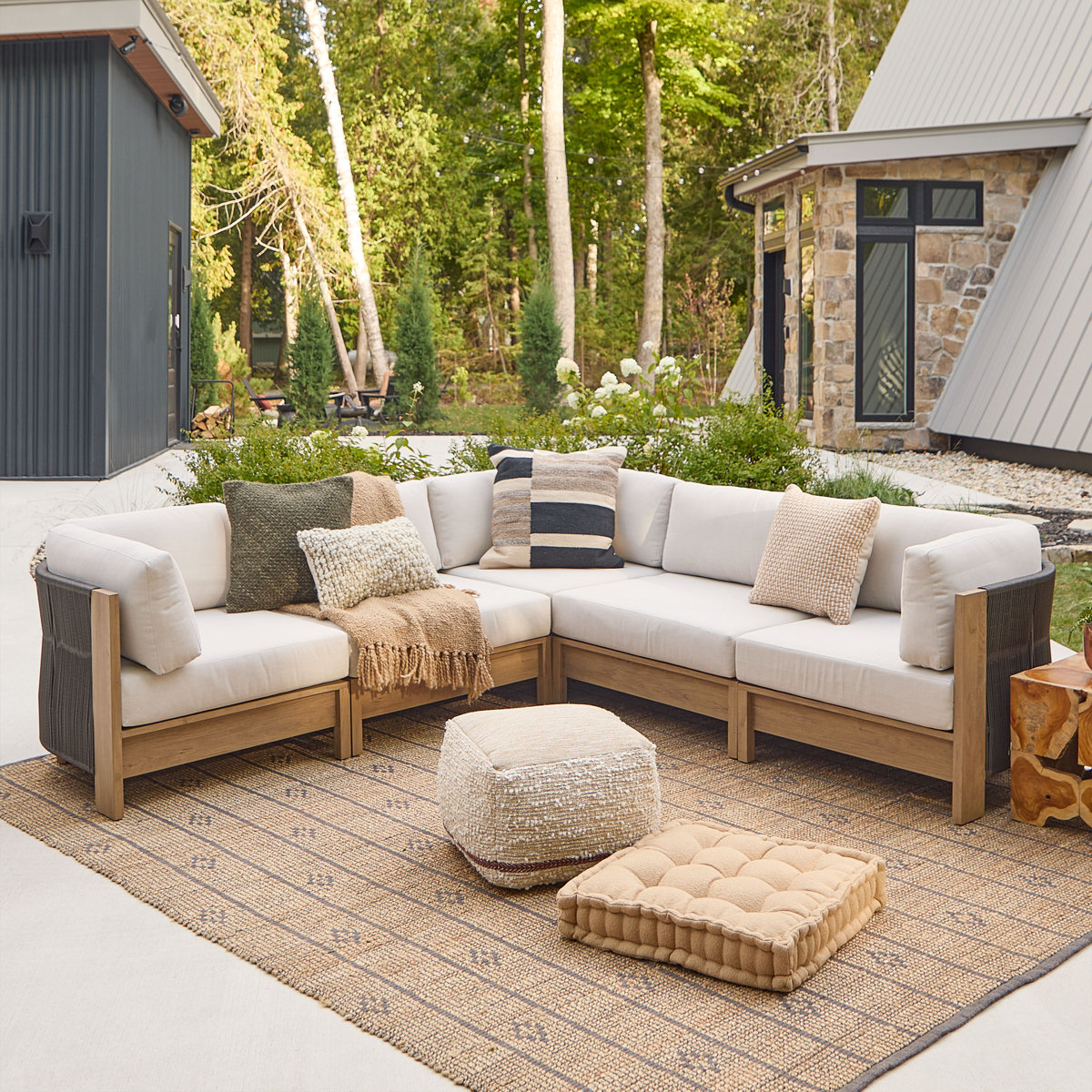 Real Flame Stratton Outdoor 5-Piece Modular Patio Sectional In ...