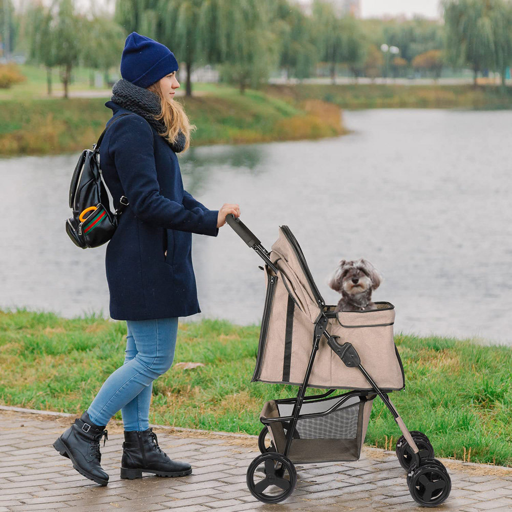 Phamzele Foldable Lightweight Cats/Dogs Pet Jogger Stroller With 4 Fast ...