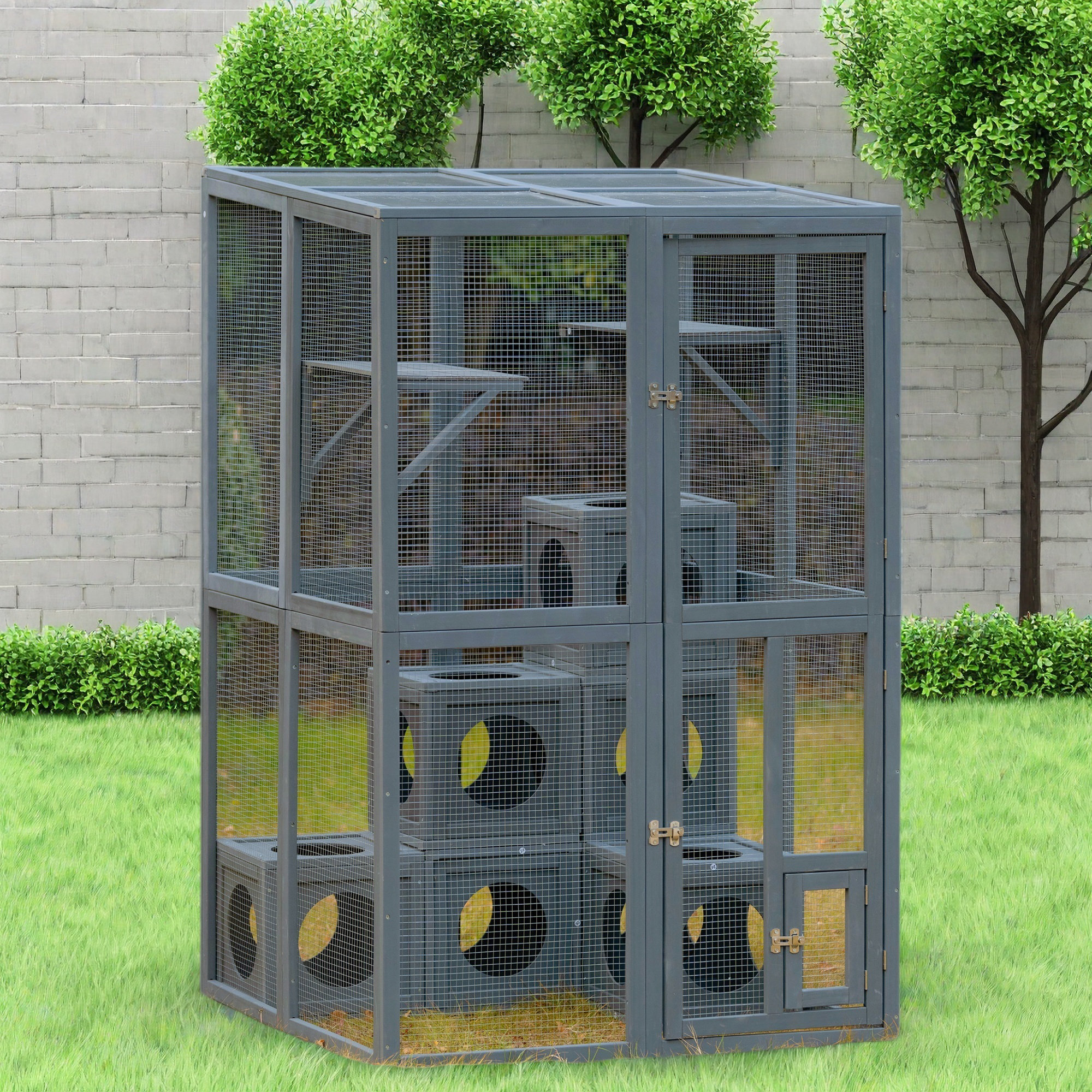 Urbanuniteusa Outdoor Large Cat Cages House With 7 Removable Wood Boxes ...