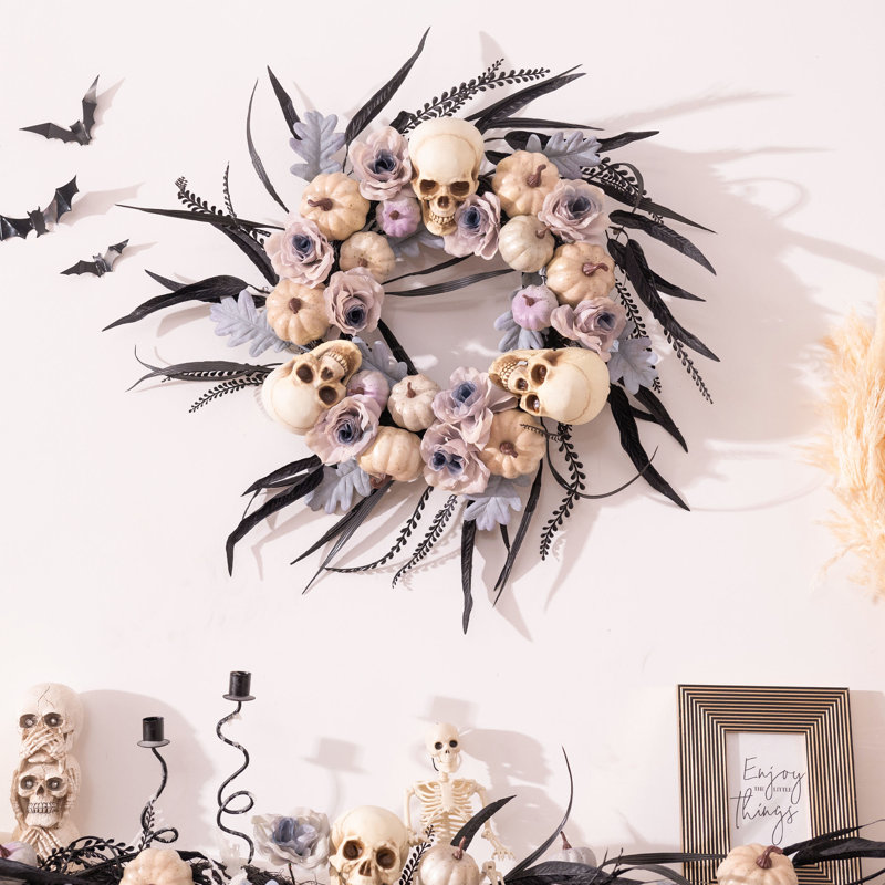 The Holiday Aisle® 20 Inch Halloween Pumpkin, Skeleton and Roses ...