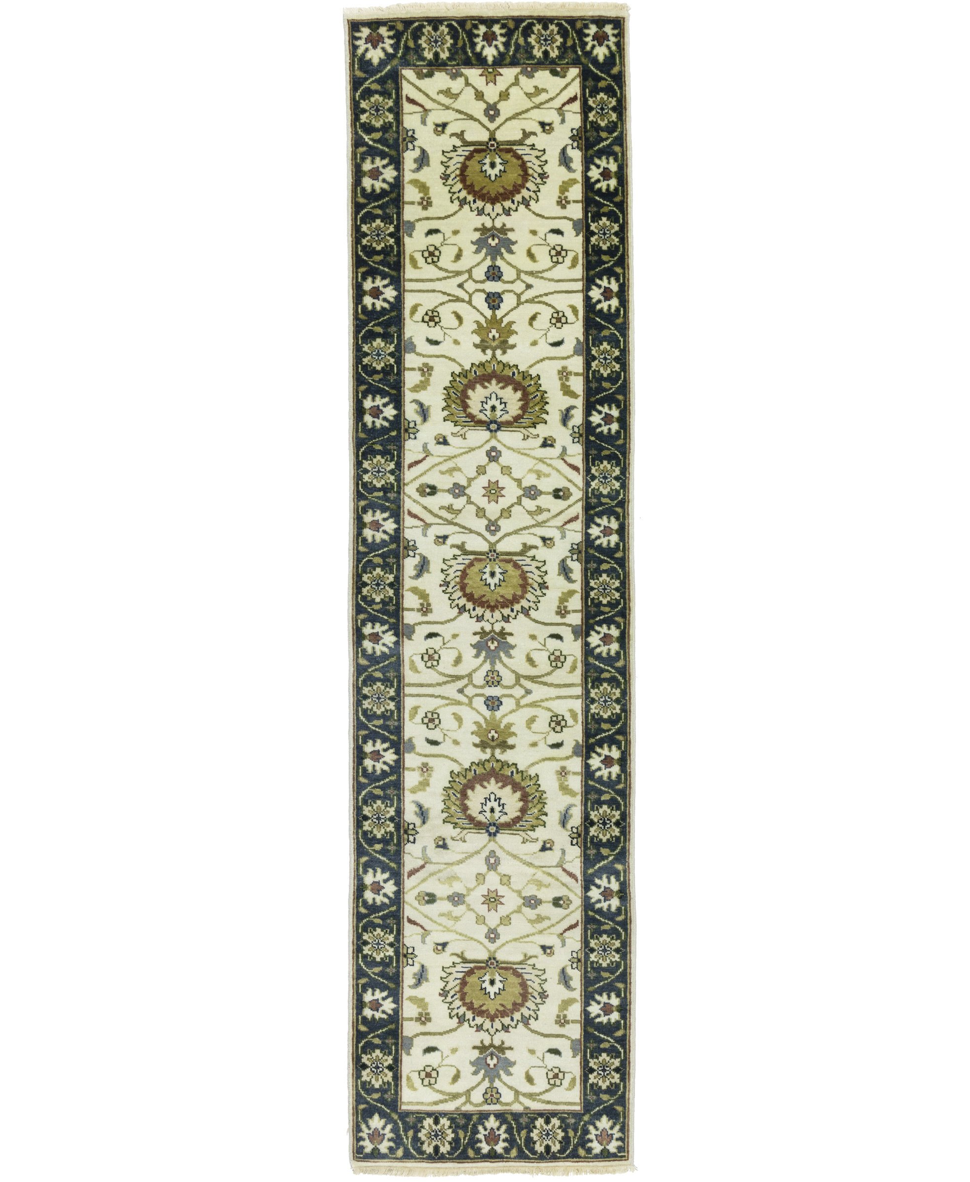 ADMINRUGS Floral Handmade Hand-Knotted Runner 2'5" x 9'10" Wool Area ...