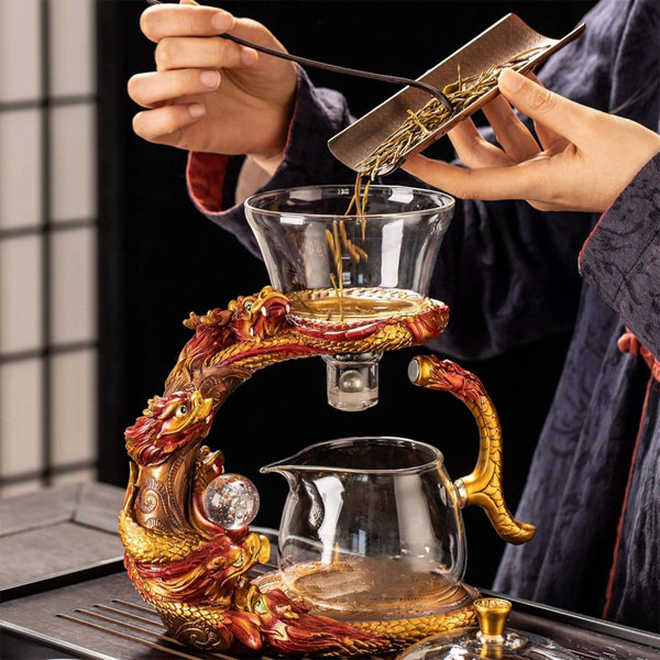 Filbop Glass Teapot Set with Infuser Semi Automatic Dragon Tea Set ...