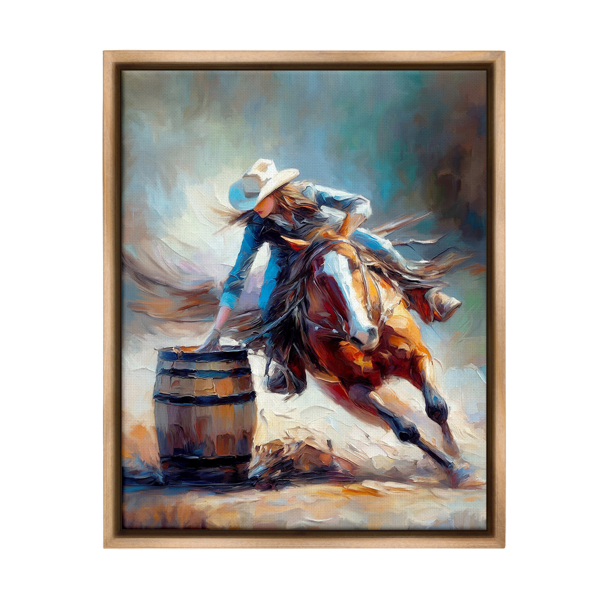 Red Barrel Studio® " Racing Rodeo Cowgirl Floater Frame " by Ramona ...