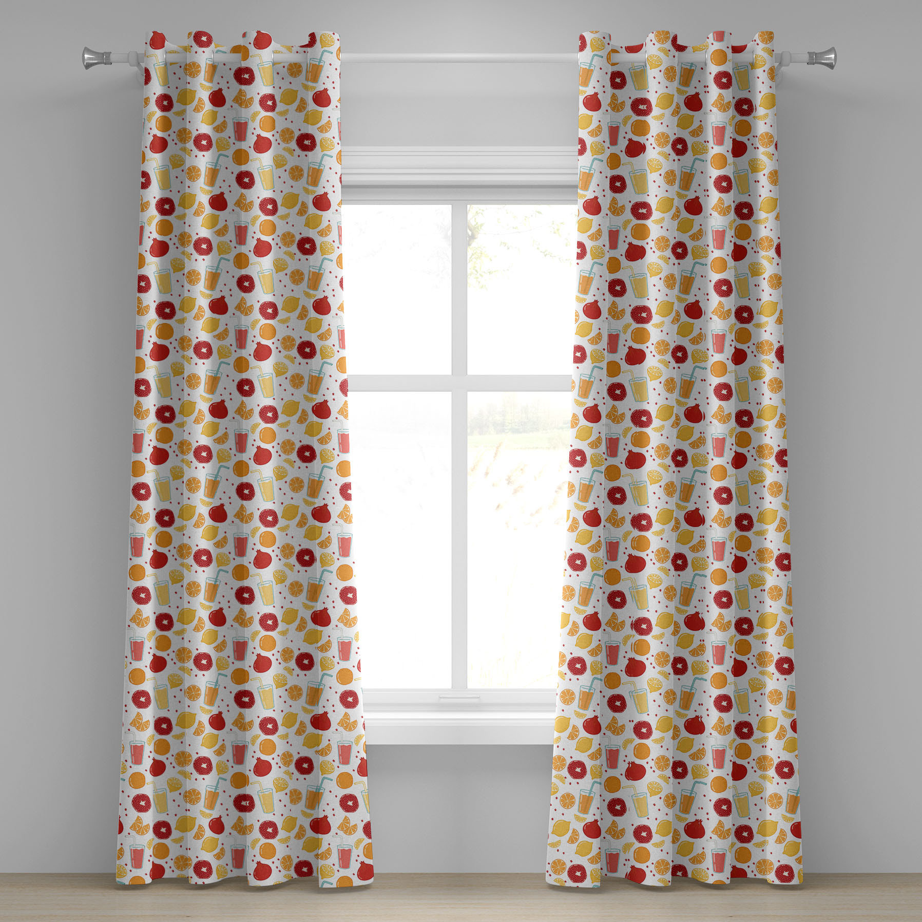 Red Barrel Studio® Orange Grommet Curtain Decorative 2-Panel Window ...