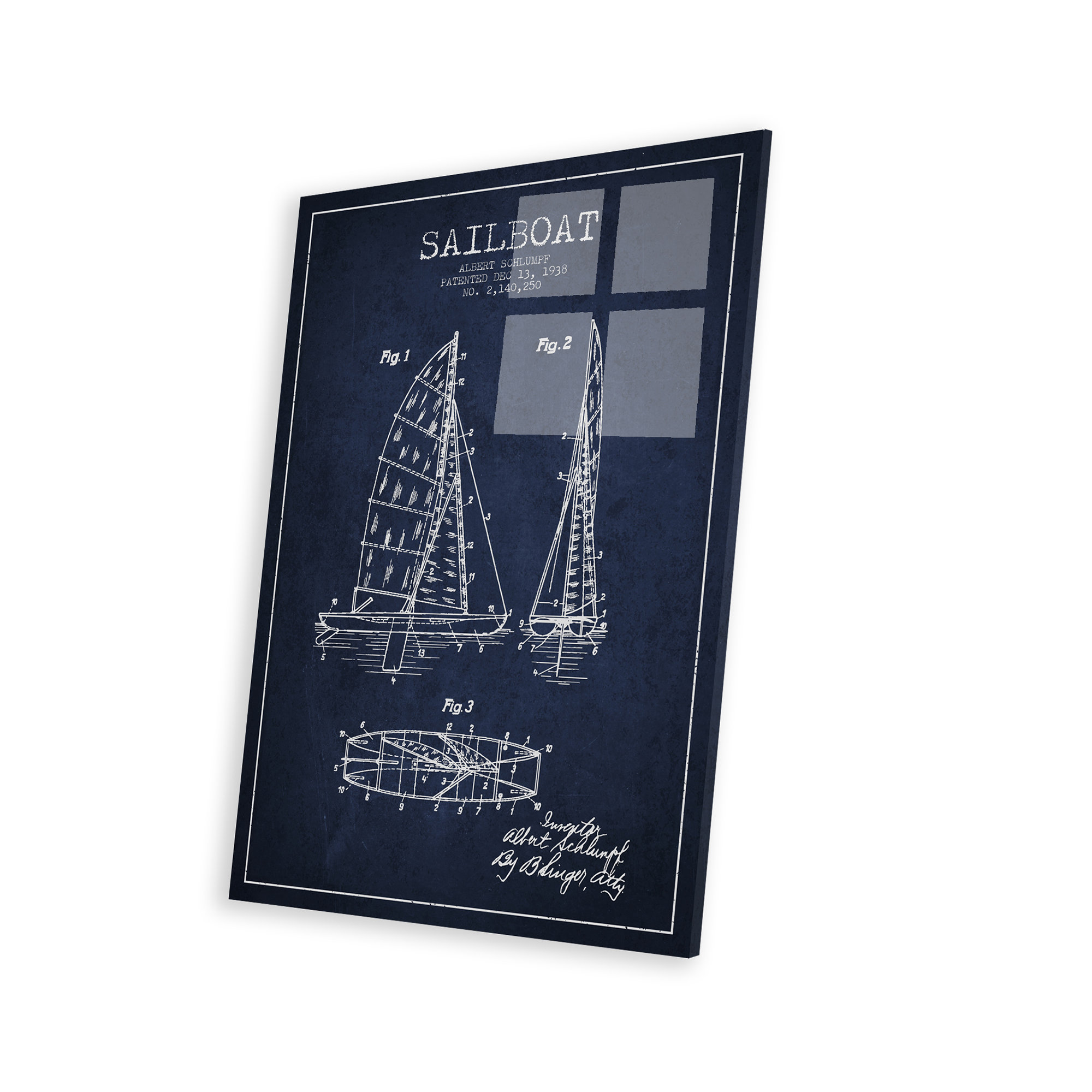 Breakwater Bay Sailboat Navy Blue Patent Blueprint On Plastic / Acrylic ...