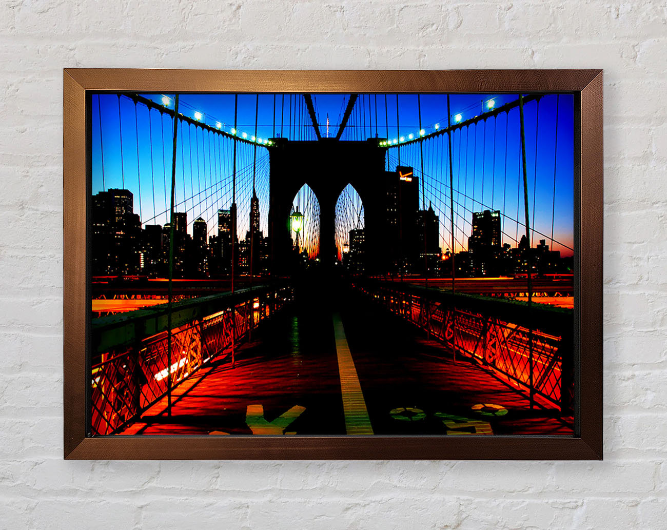 Ebern Designs Brooklyn Bridge Red Cast - Single Picture Frame Art ...