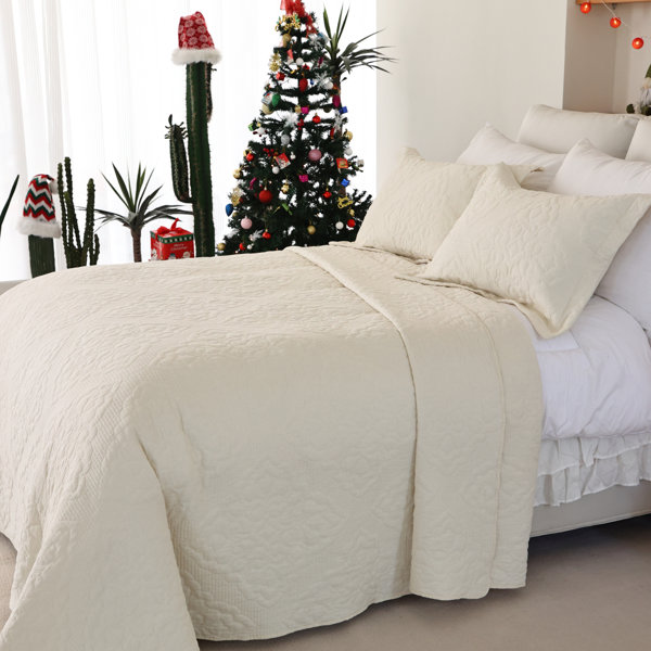 Evenhug 100% Cotton Thin Lightweight Quilt Set Solid Color Bedding Set ...