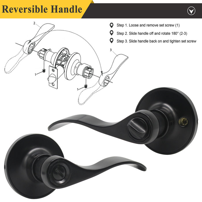 Probrico Privacy Door Lever with Round Rosette Keyless Lock & Reviews ...