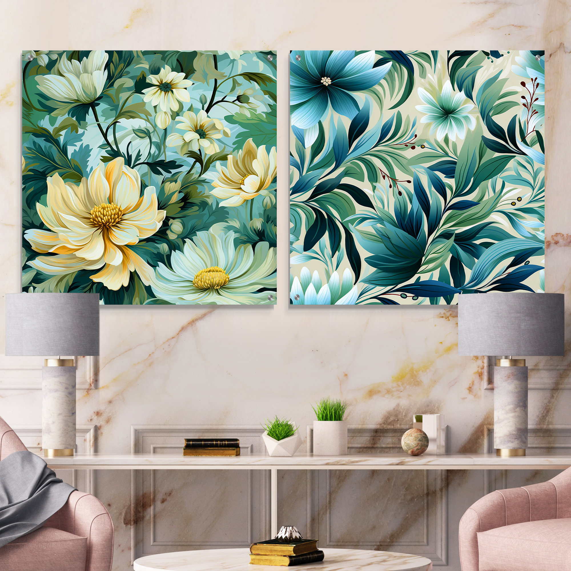 Design Art Impressionist Greenery Botanical Pattern - Floral Acrylic ...