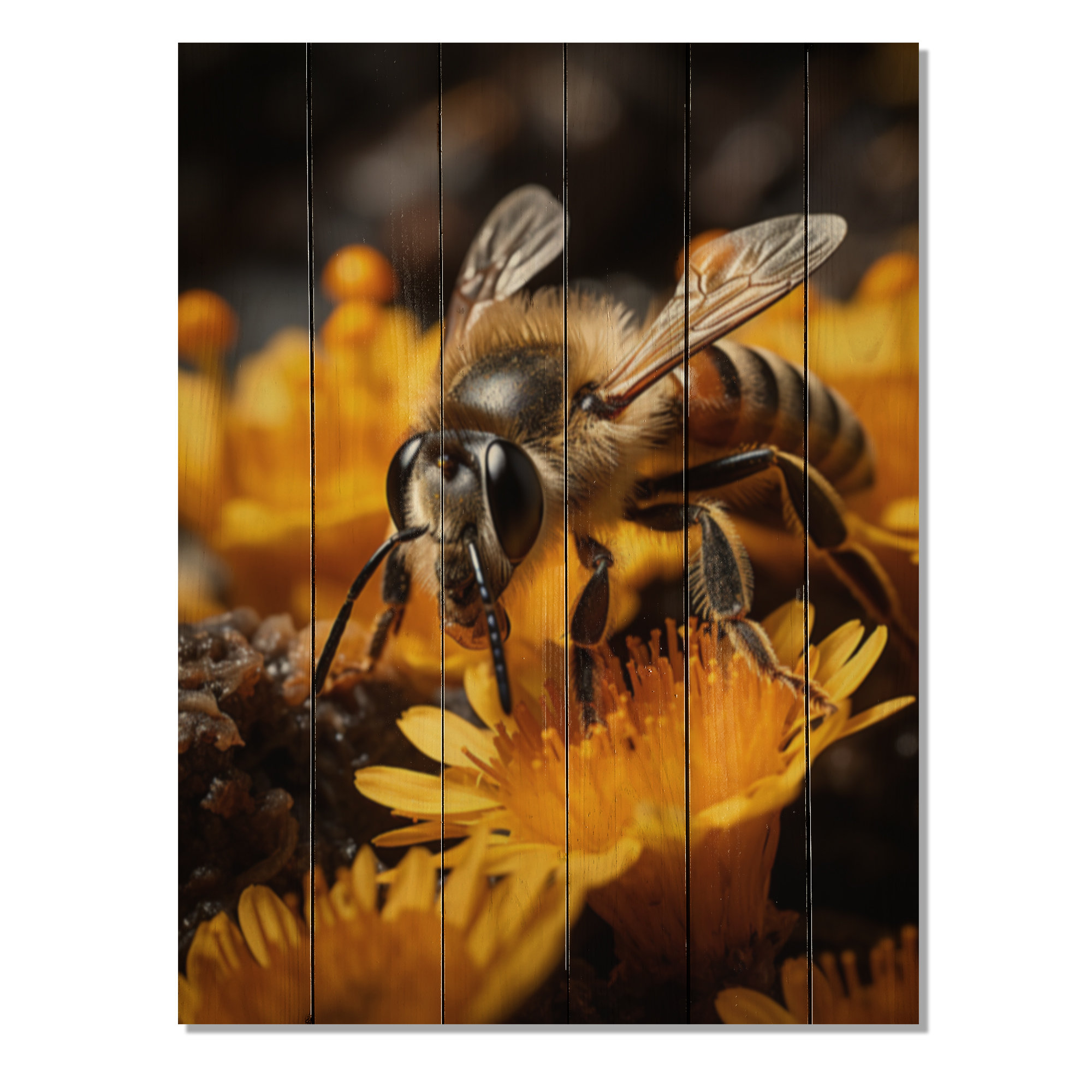 Latitude Run® Bee Buzzing Life - Animals Print On Natural Pine Wood ...