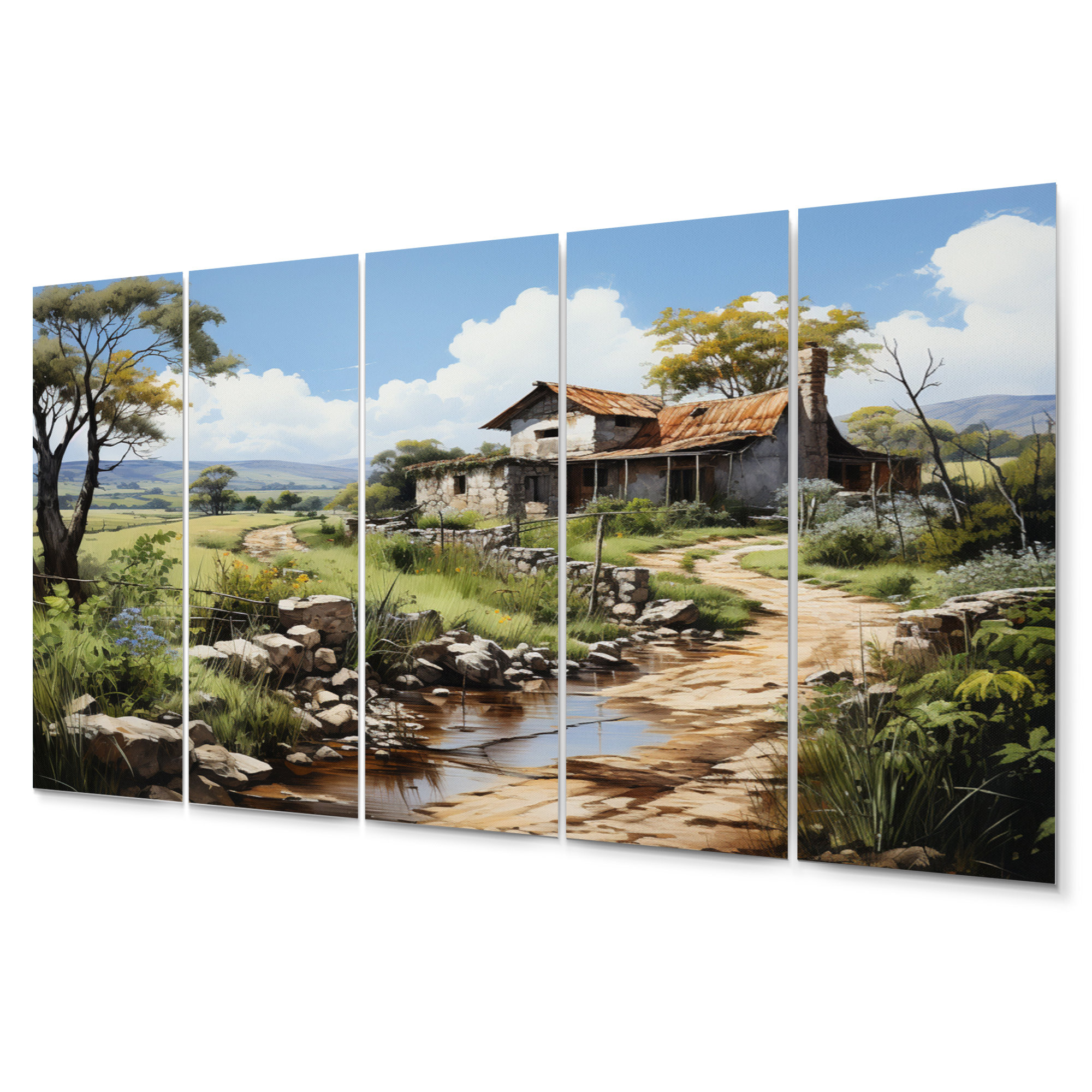 Design Art Dominican Rural Pathways - Landscapes Metal Wall Decor Set ...