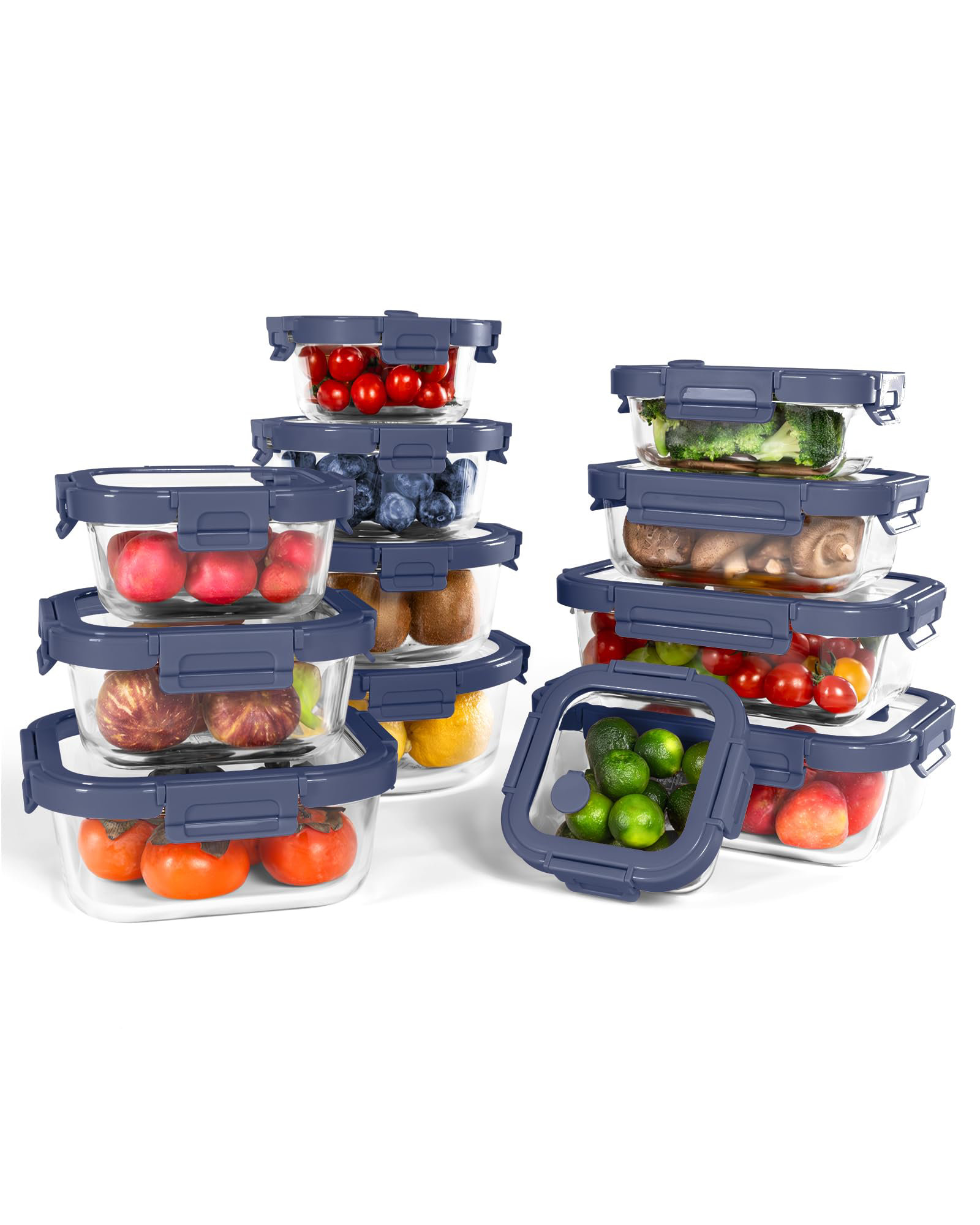 Latitude Run® Glass Containers With Tempered Lids,Borosilicate,12-Pack ...