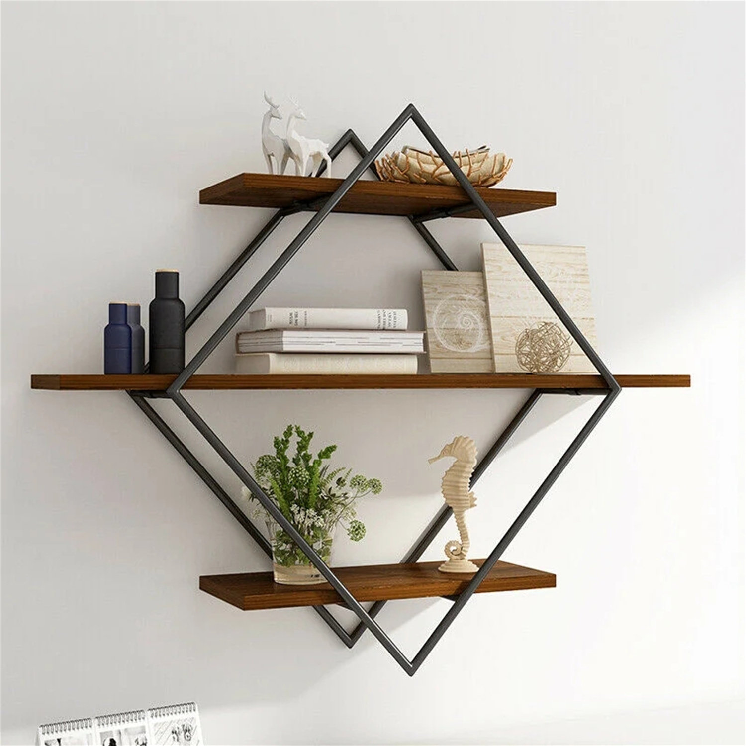 Steelside™ Alaina 3 Piece Diamond Wood Floating Shelf & Reviews | Wayfair