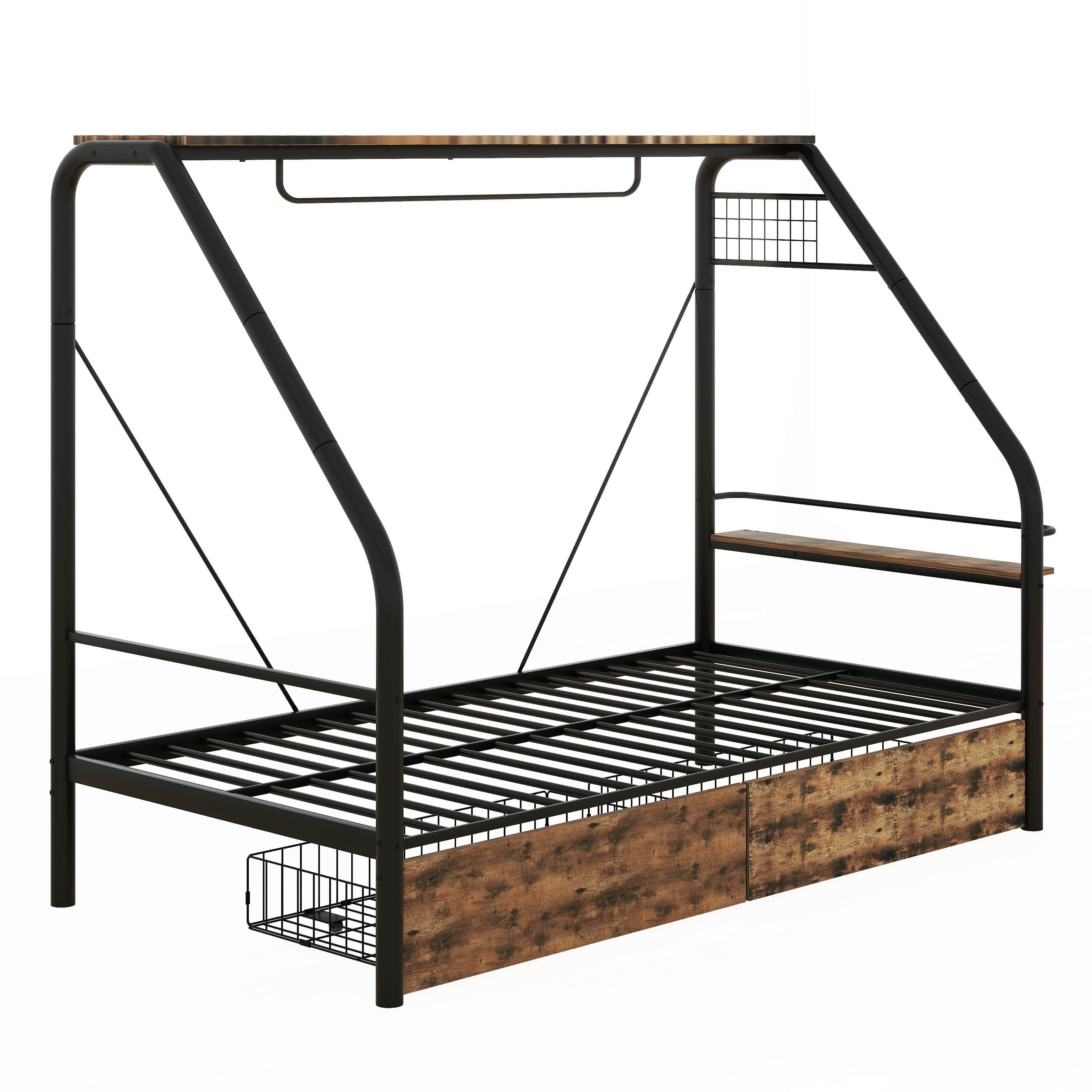 Mason & Marbles Brye Full Size Metal Frame Platform Bed With Clothes ...