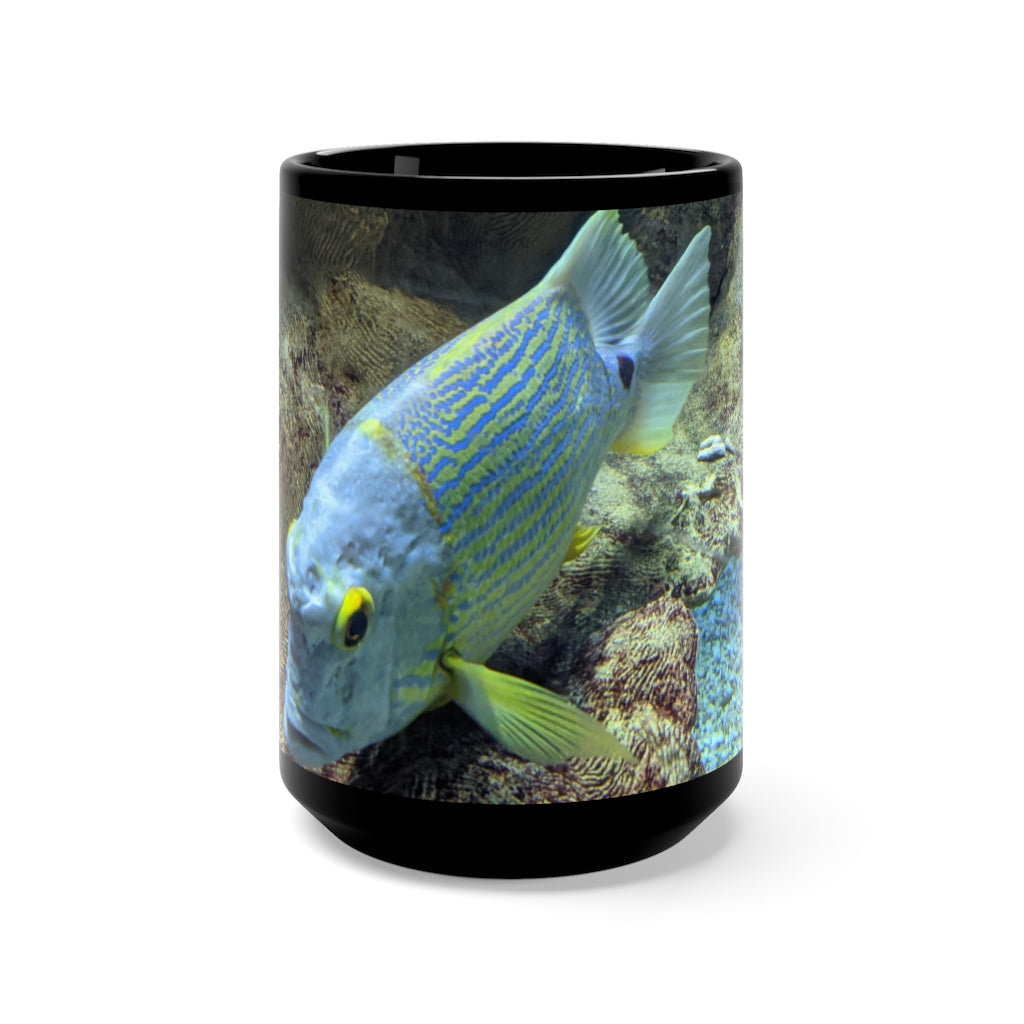East Urban Home Light Blue Fish Black Mug 15Oz | Wayfair