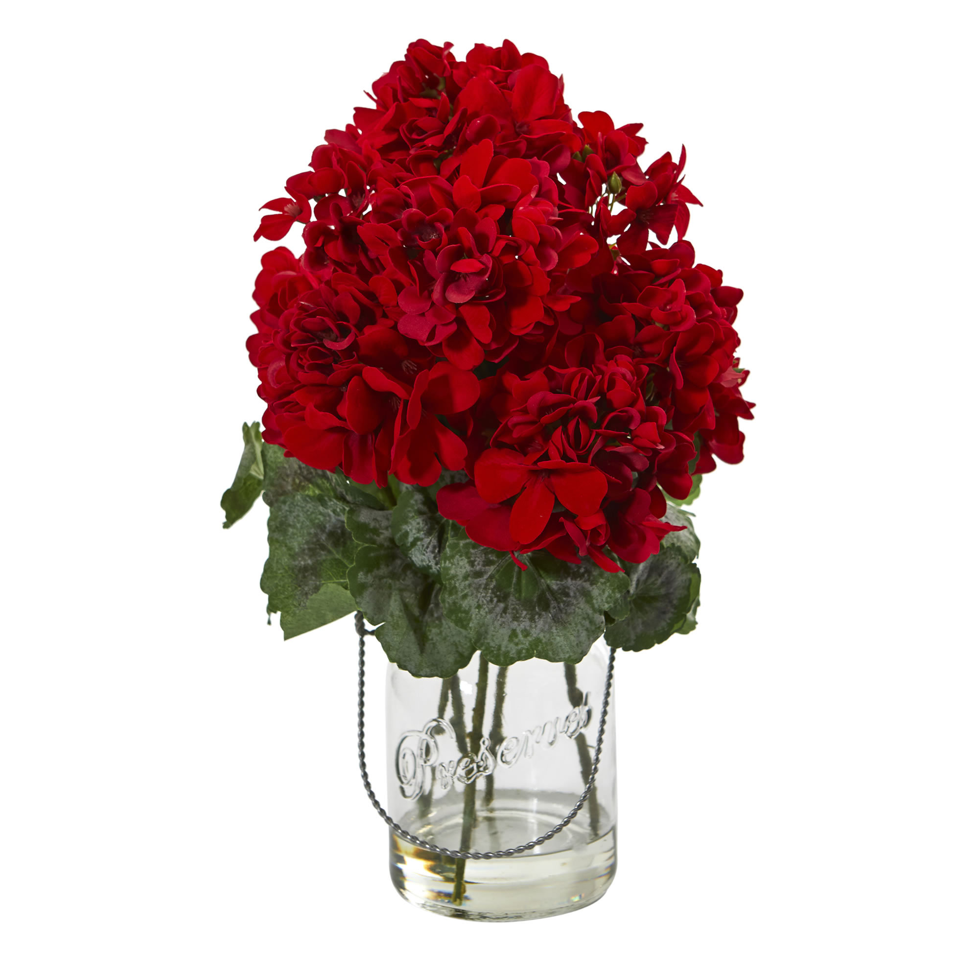 Gracie Oaks Geranium Floral Arrangement in Vase & Reviews | Wayfair