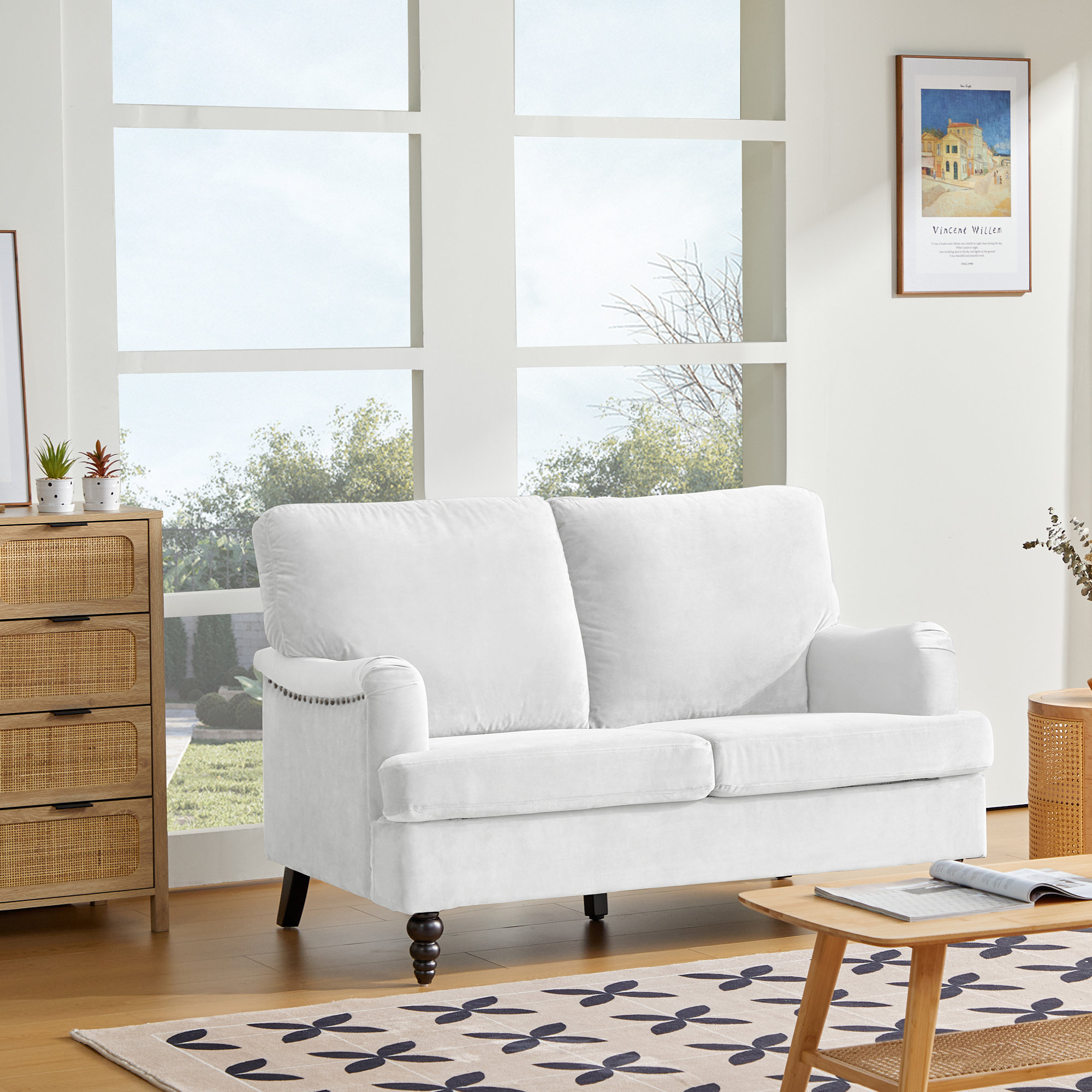 House of Hampton® Joniqua 52.75'' Velvet Square Arm Chesterfield ...