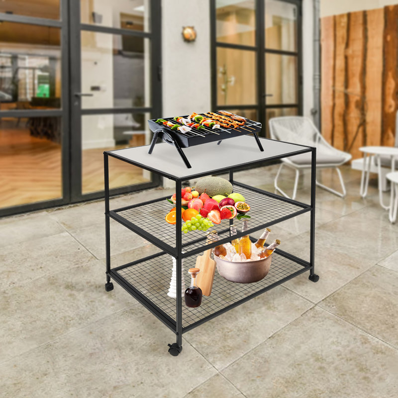 FRONG Metal Outdoor Dining Cart | Wayfair