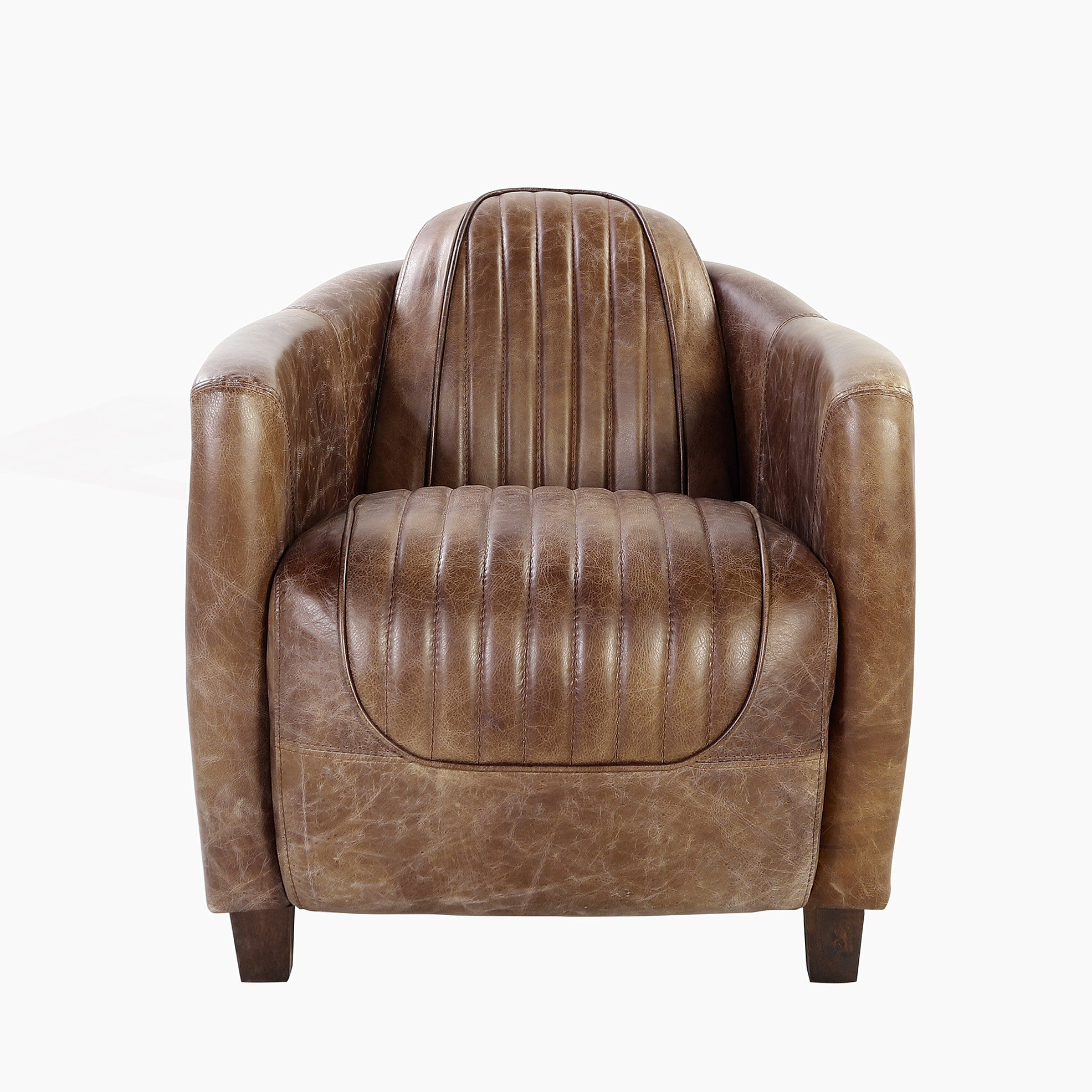 Williston Forge Brancaster Retro Brown Grain Leather & Aluminum Chair ...