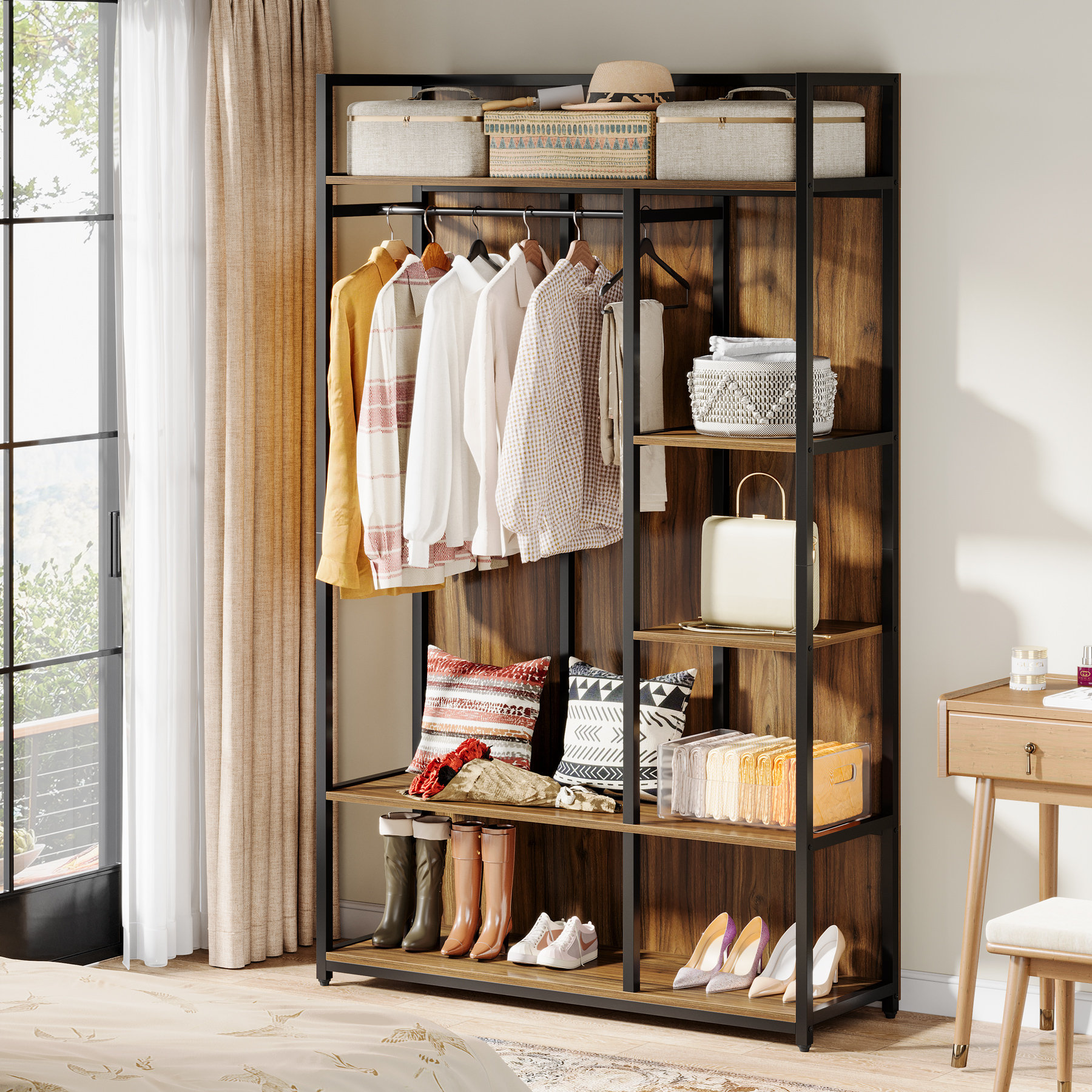 17 Stories 78.74 -Inch Tall Freestanding Clothes Rack With Backboard ...