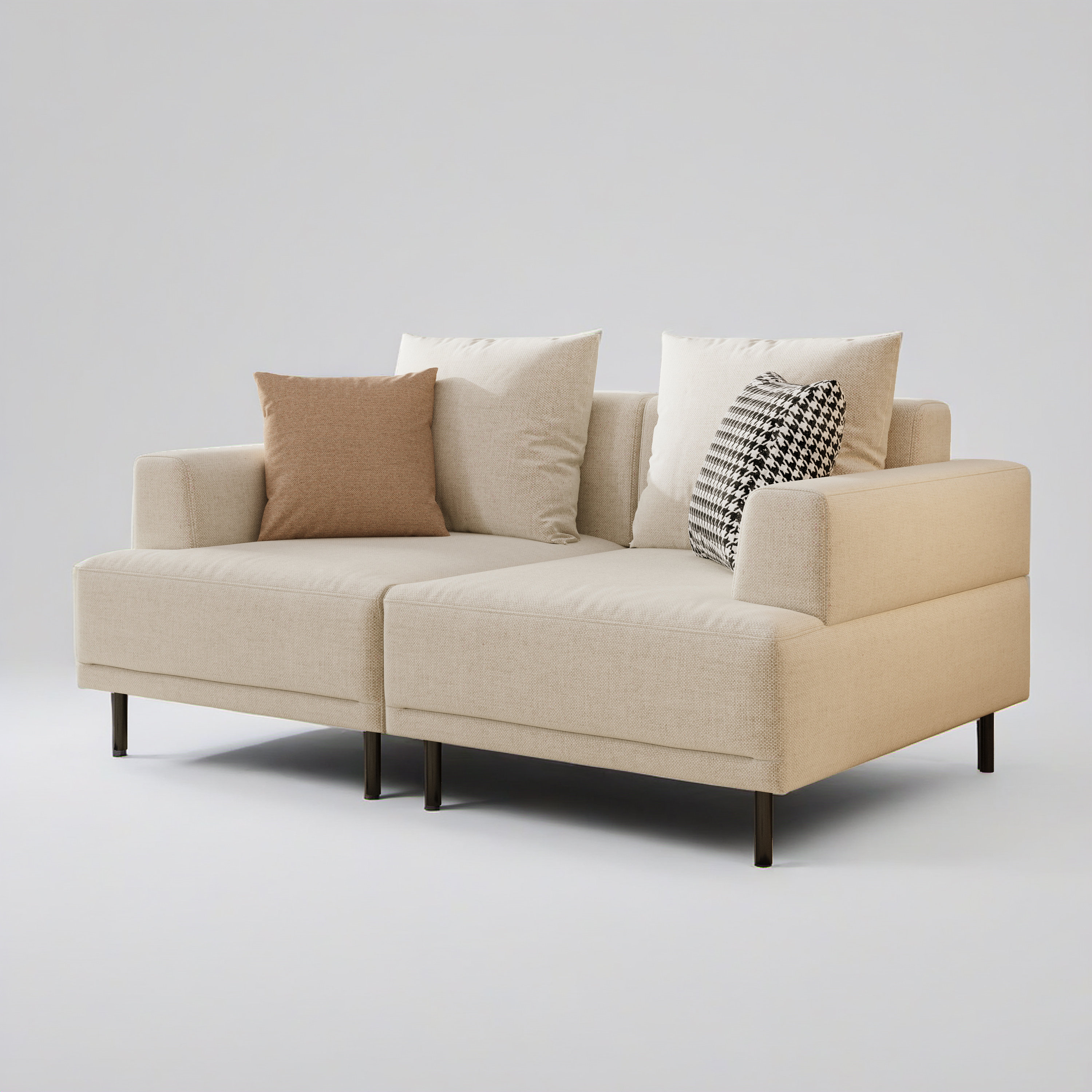 Latitude Run® Modern Deep Seat Sofa With Pillows, High Legs ...