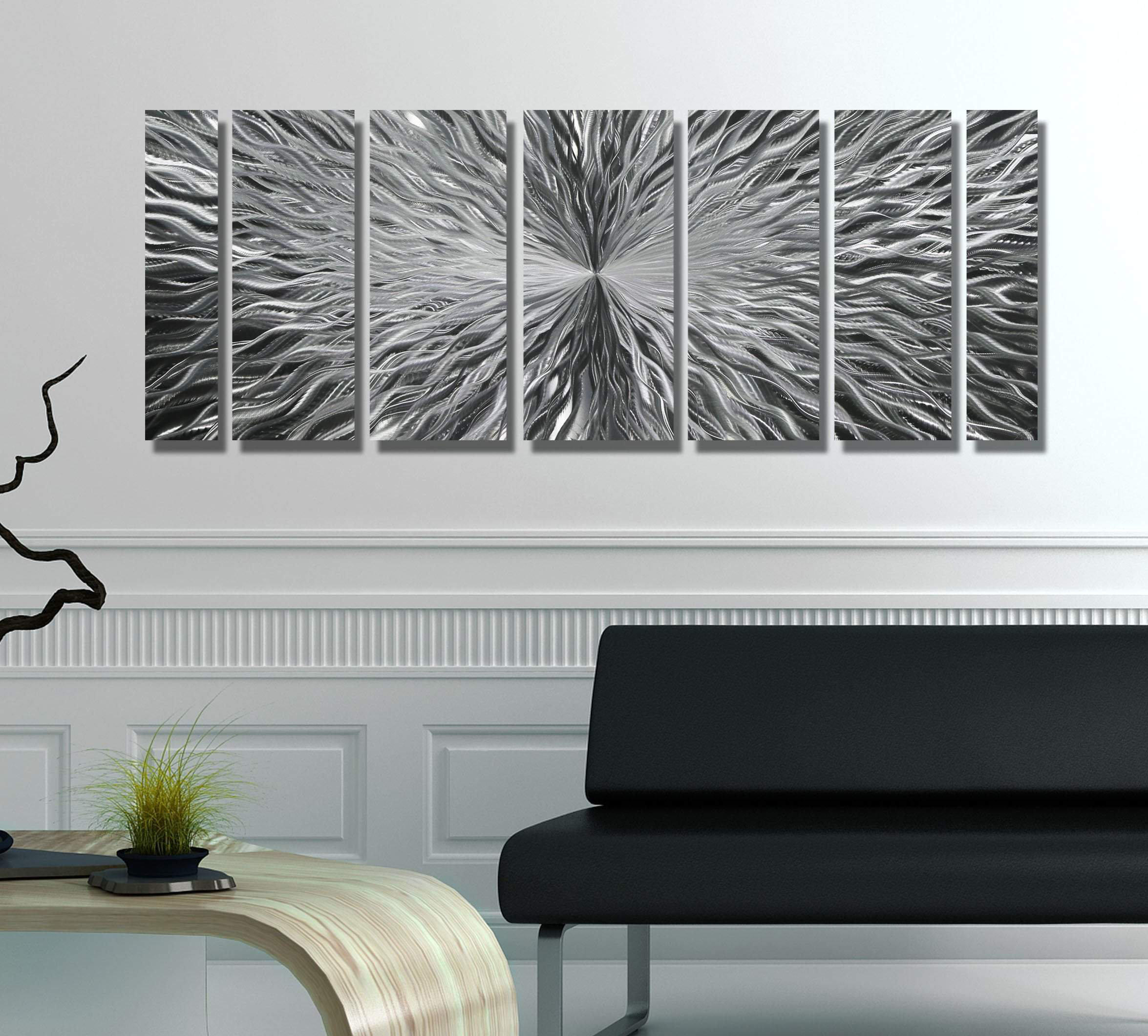 Orren Ellis Vortex Silver Panels Metal Wall Art - Modern Handcrafted ...