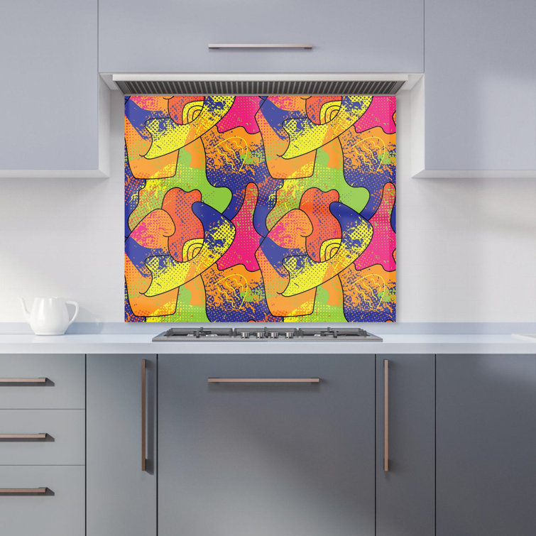 East Urban Home Bright Abstract Pattern Premium Glass Kitchen ...