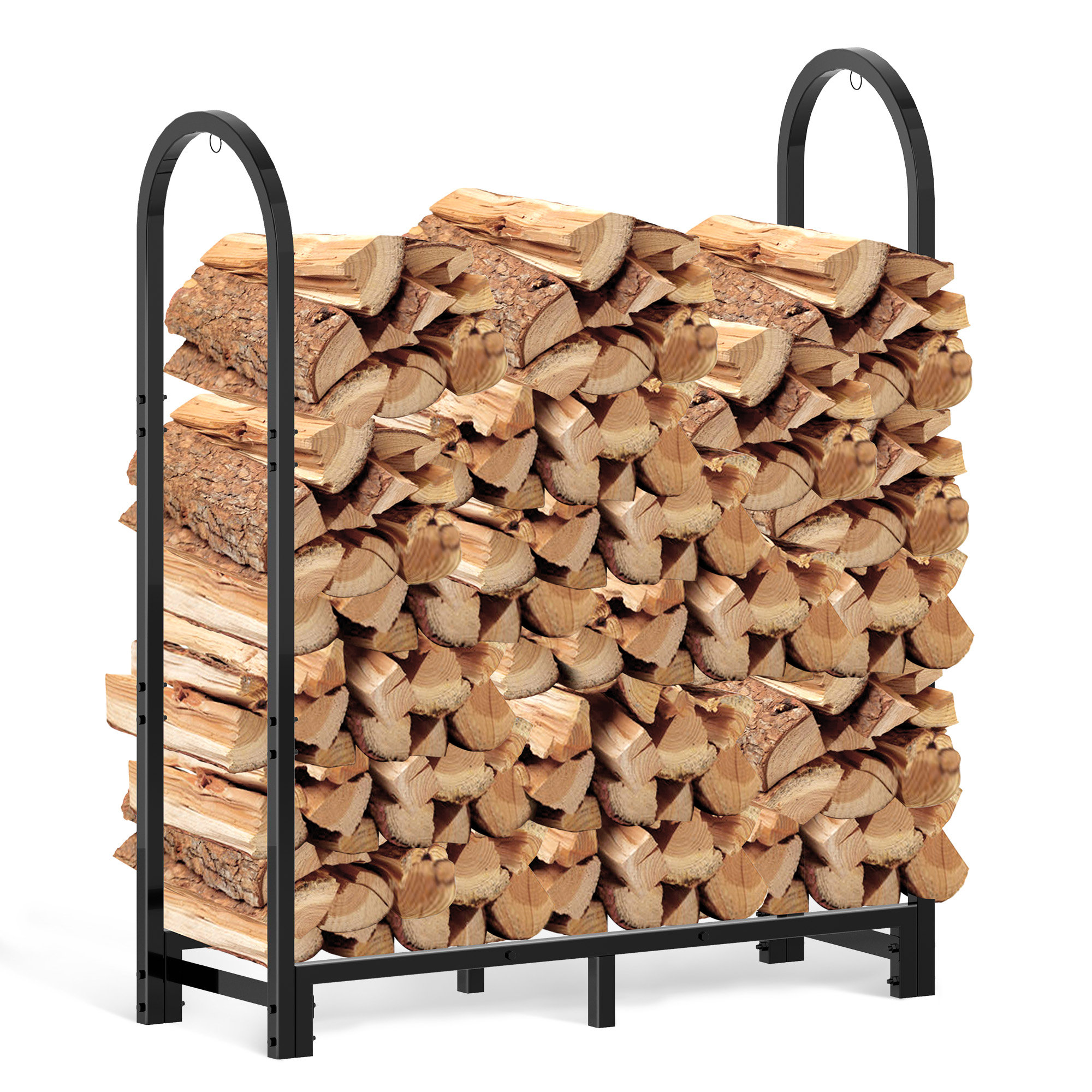 17 Stories Weathertop 36'' W x 12" D Metal Log Rack, Wood Storage ...